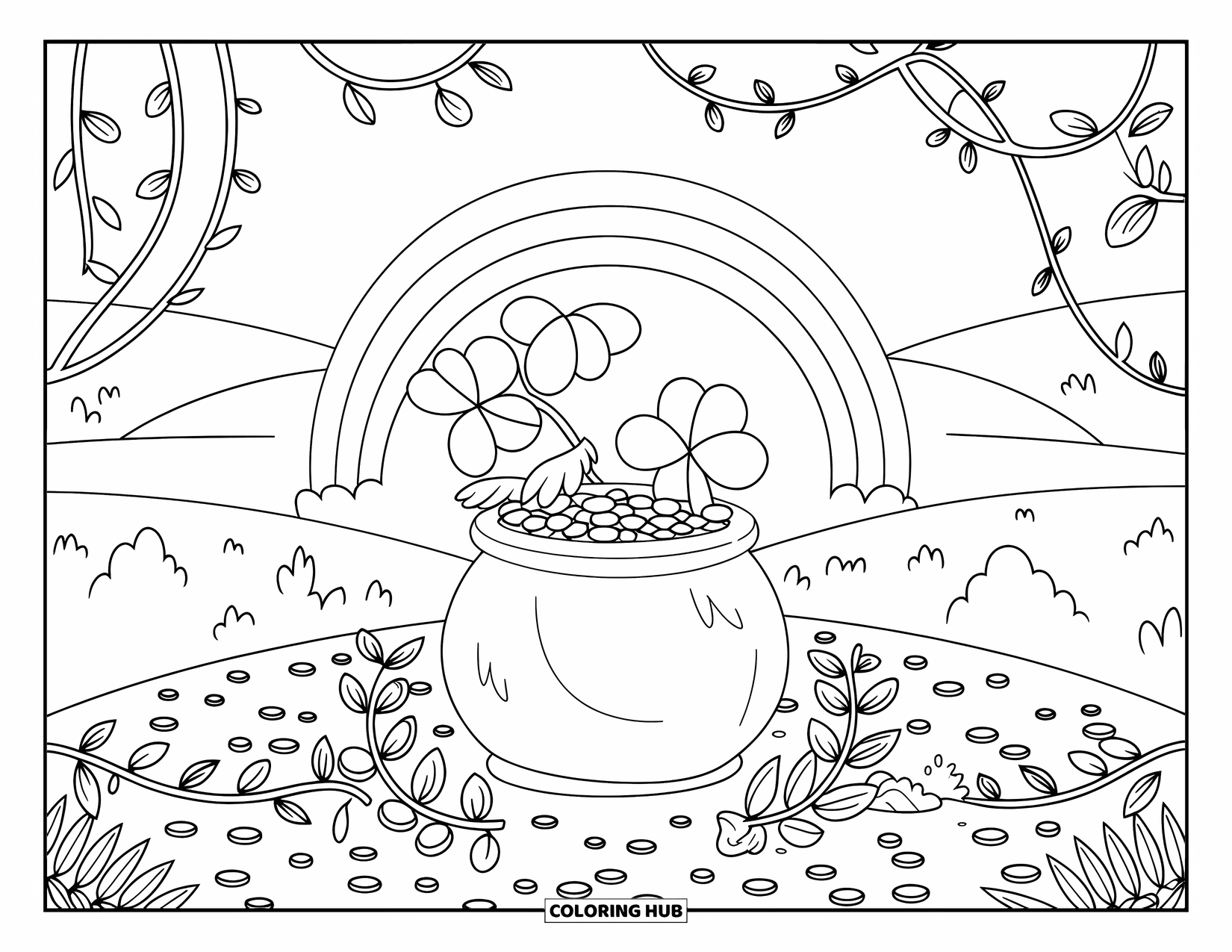 80+ Pot Of Gold Coloring Pages for Kids & Adults (Free Printable PDFs)
