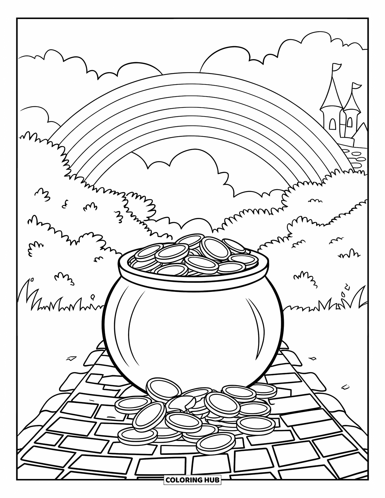80+ Pot Of Gold Coloring Pages for Kids & Adults (Free Printable PDFs)
