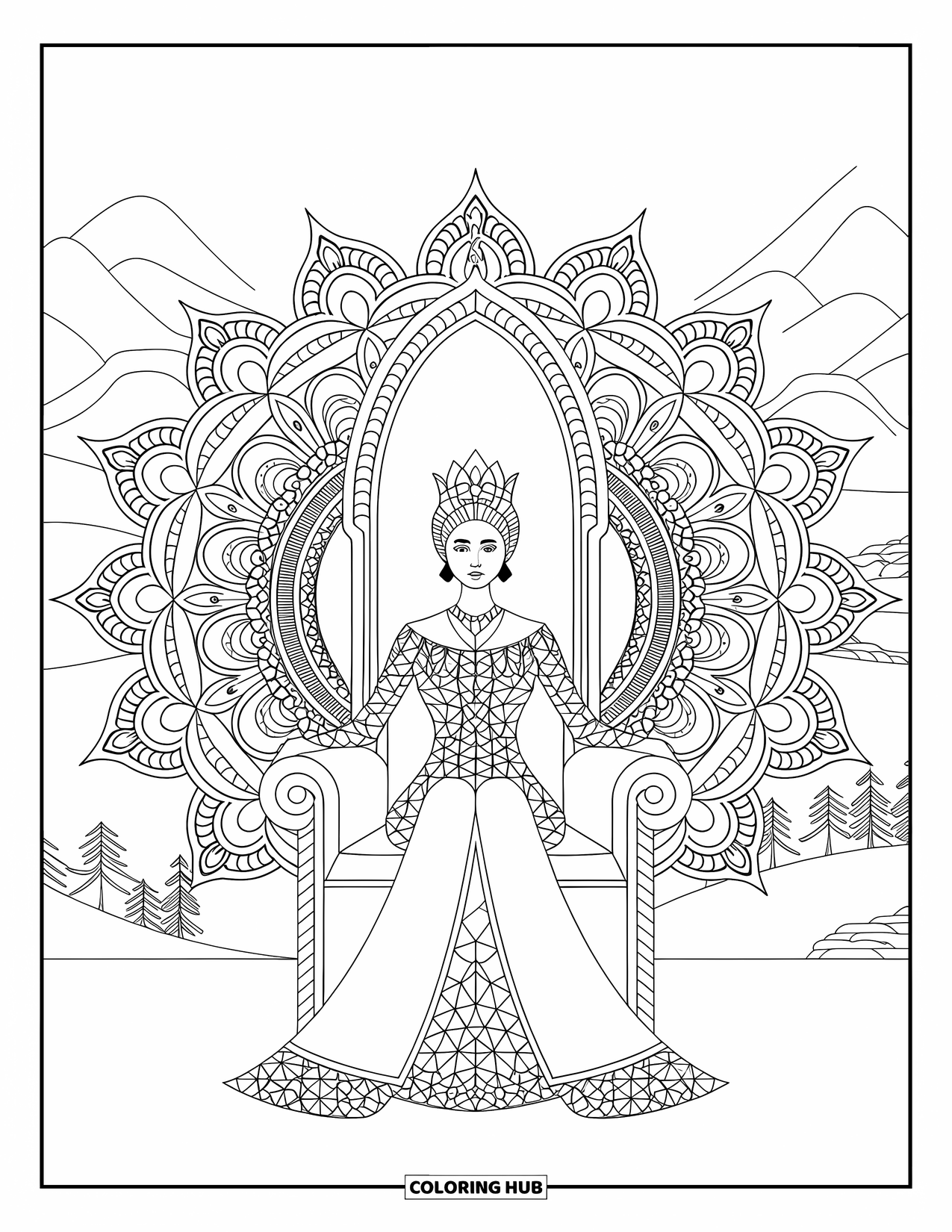 90+ Queen Coloring Pages for Kids & Adults (Free Printable PDFs)