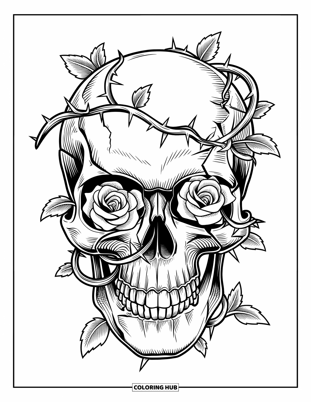 65+ Rose Skull Coloring Pages for Kids & Adults (Free Printable PDFs)
