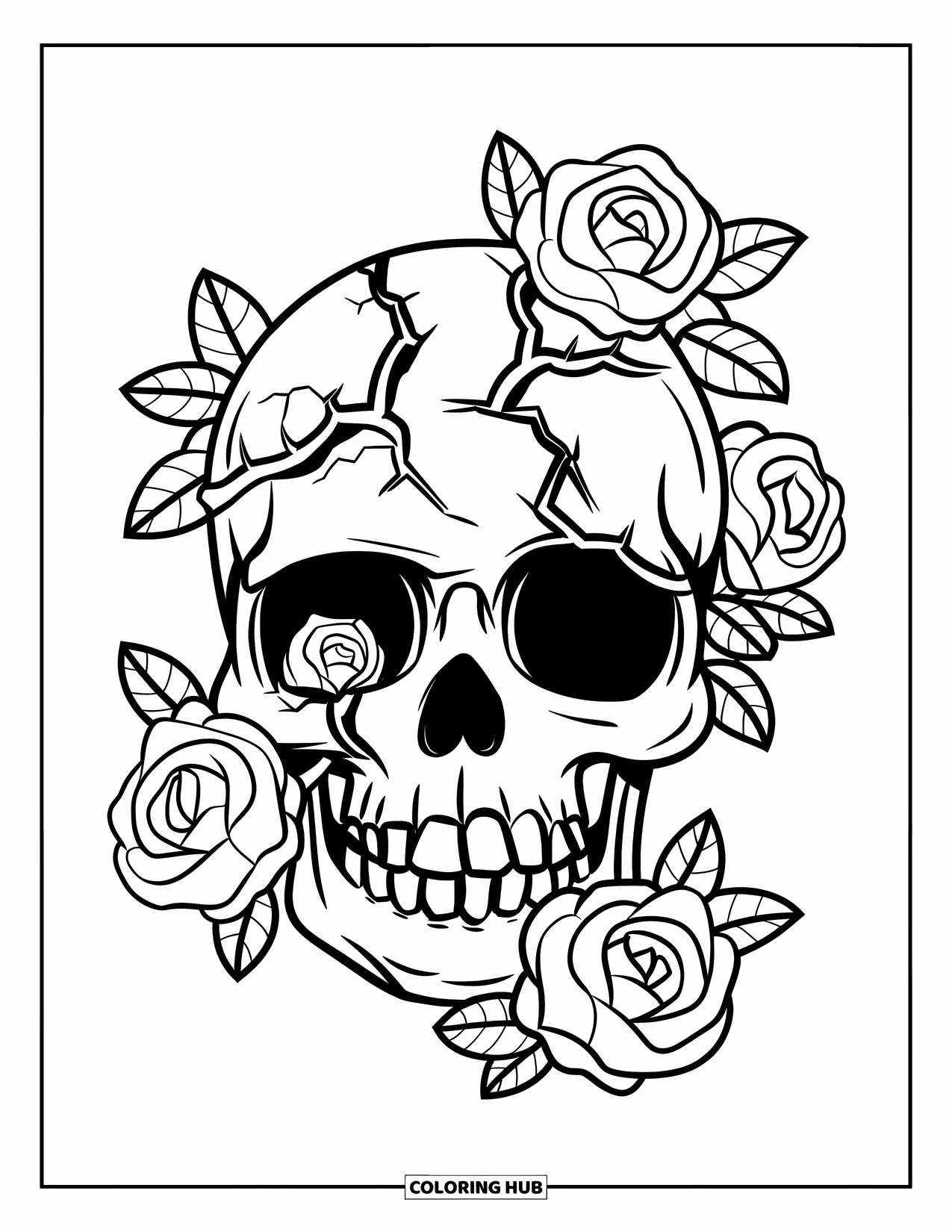 65+ Rose Skull Coloring Pages for Kids & Adults (Free Printable PDFs)