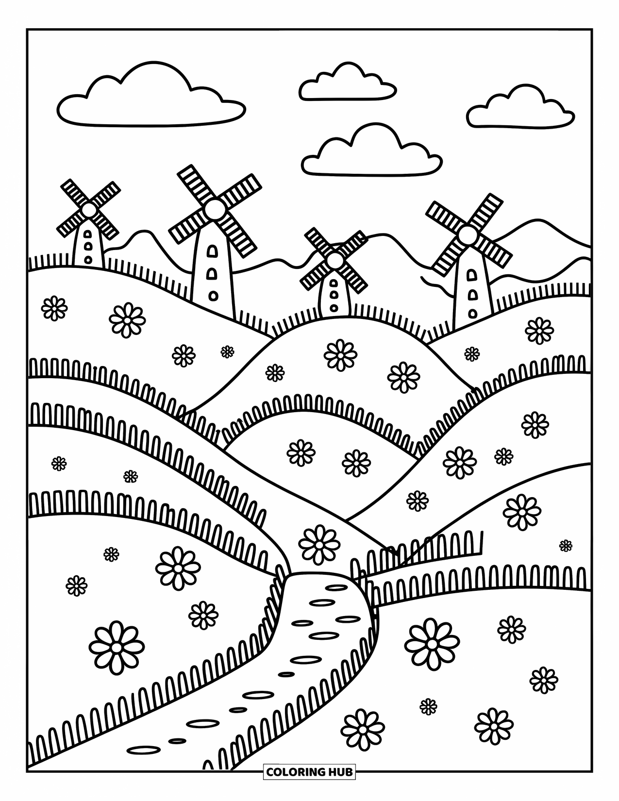 85+ Scenic Coloring Pages for Kids & Adults (Free Printable PDFs)