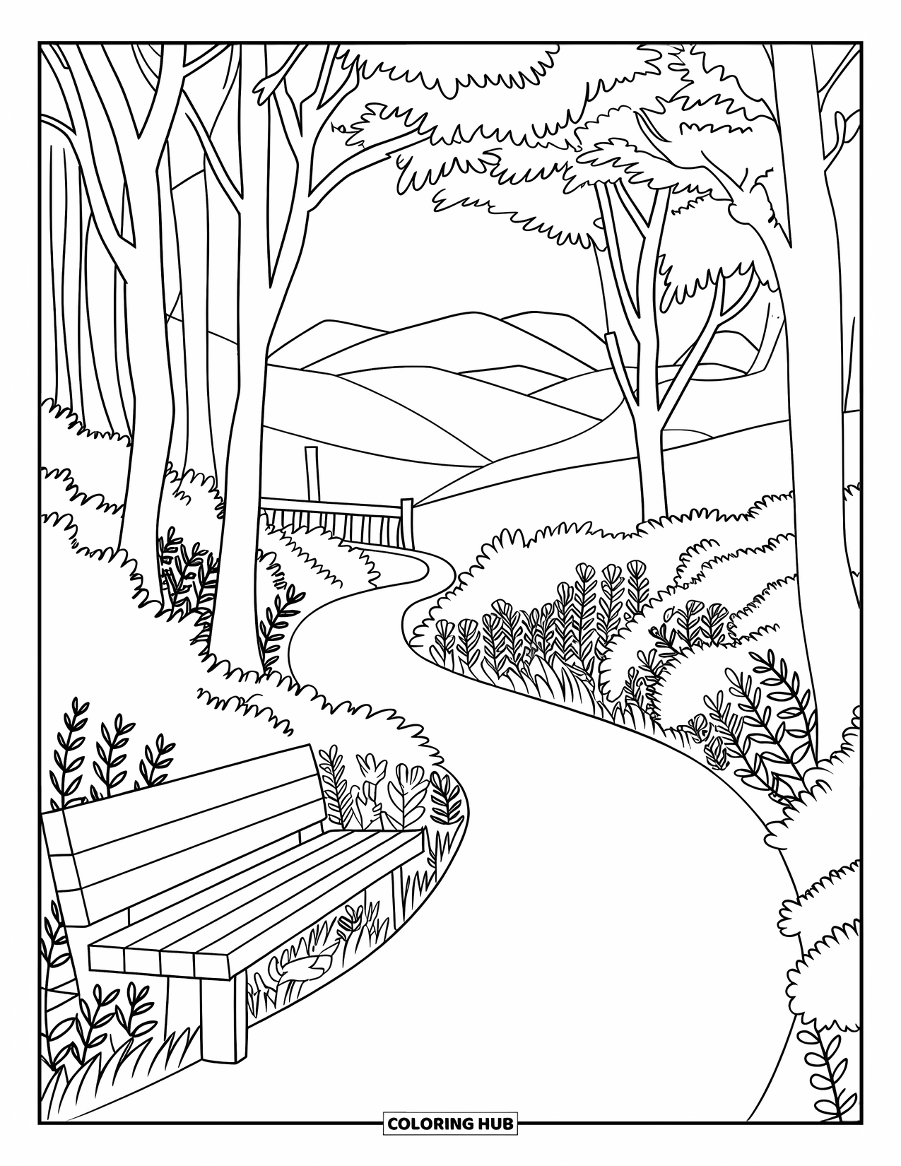 85+ Scenic Coloring Pages for Kids & Adults (Free Printable PDFs)