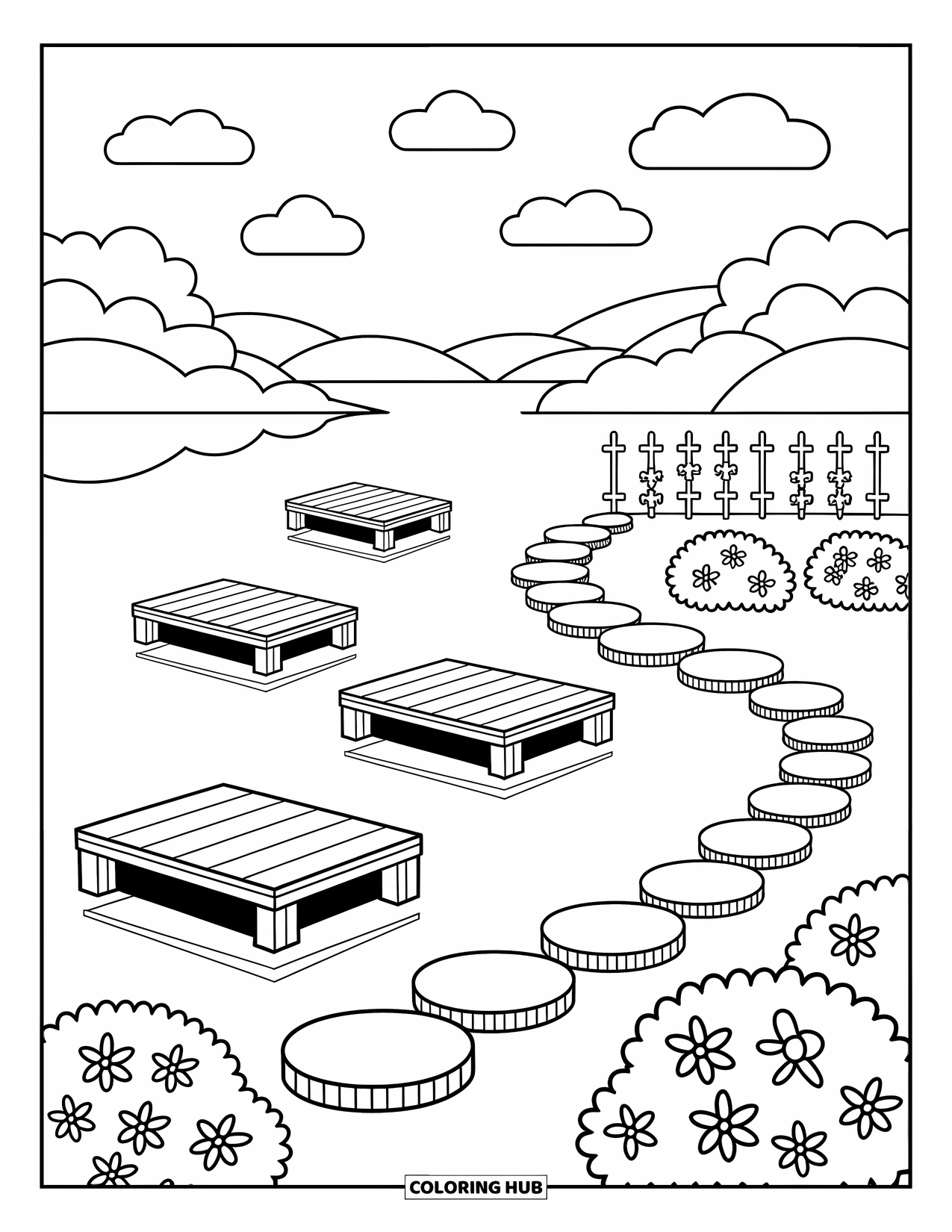 85+ Scenic Coloring Pages for Kids & Adults (Free Printable PDFs)