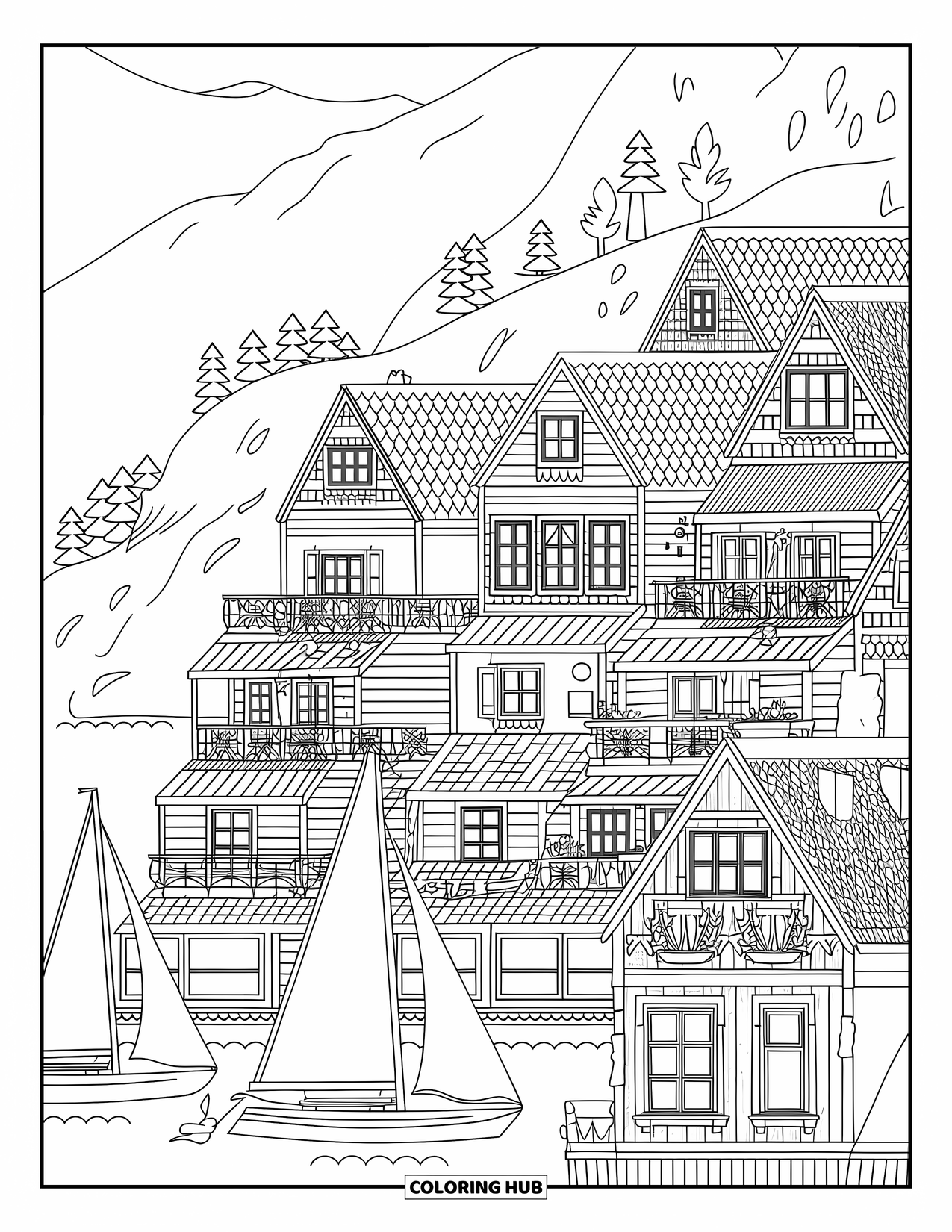 85+ Scenic Coloring Pages for Kids & Adults (Free Printable PDFs)