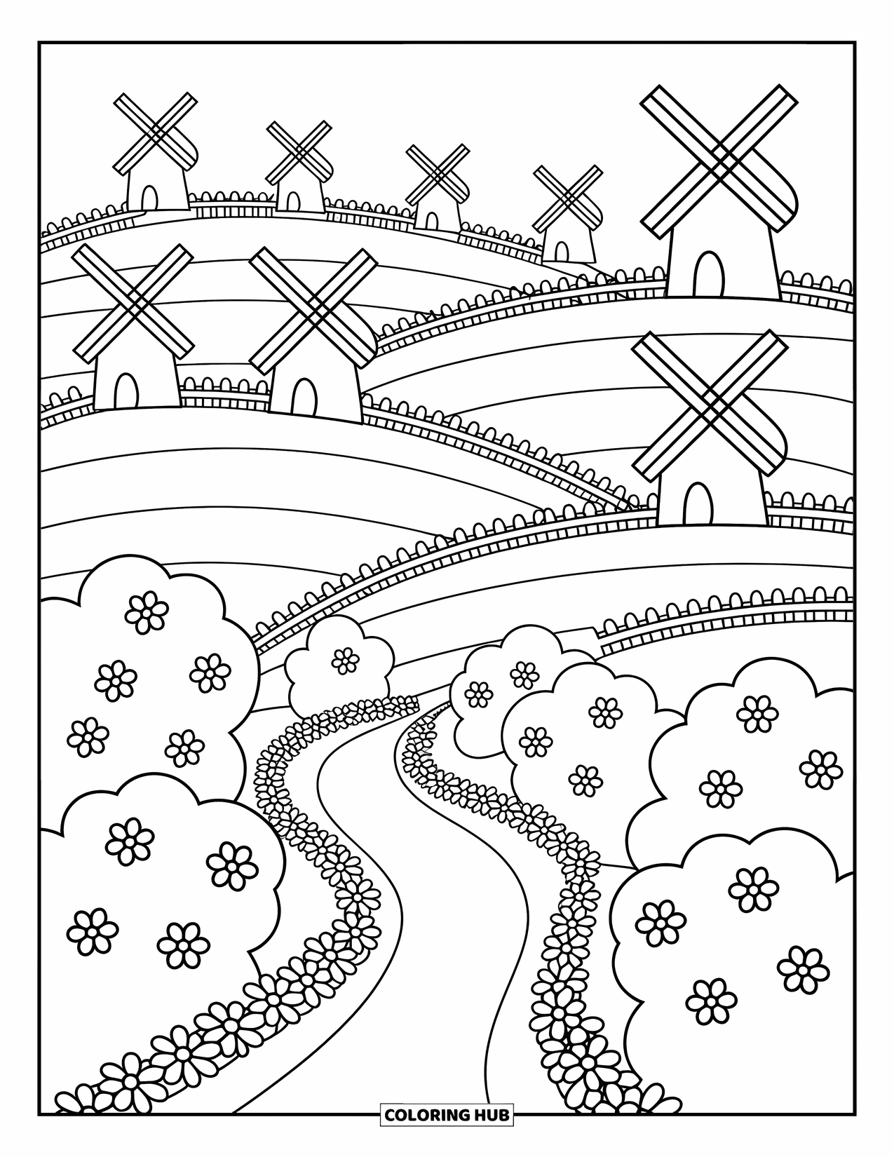 85+ Scenic Coloring Pages for Kids & Adults (Free Printable PDFs)