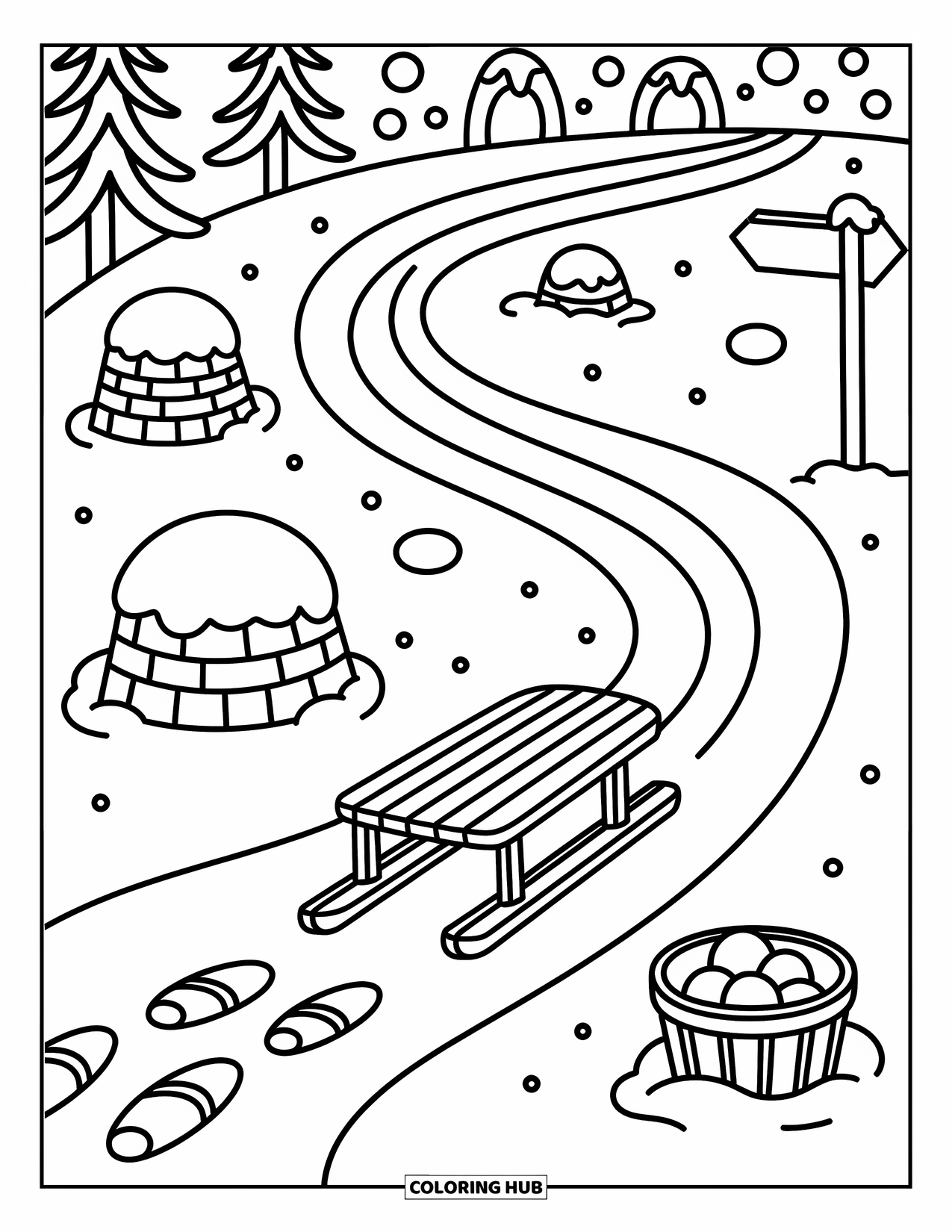 115+ Snow Coloring Pages for Kids & Adults (Free Printable PDFs)
