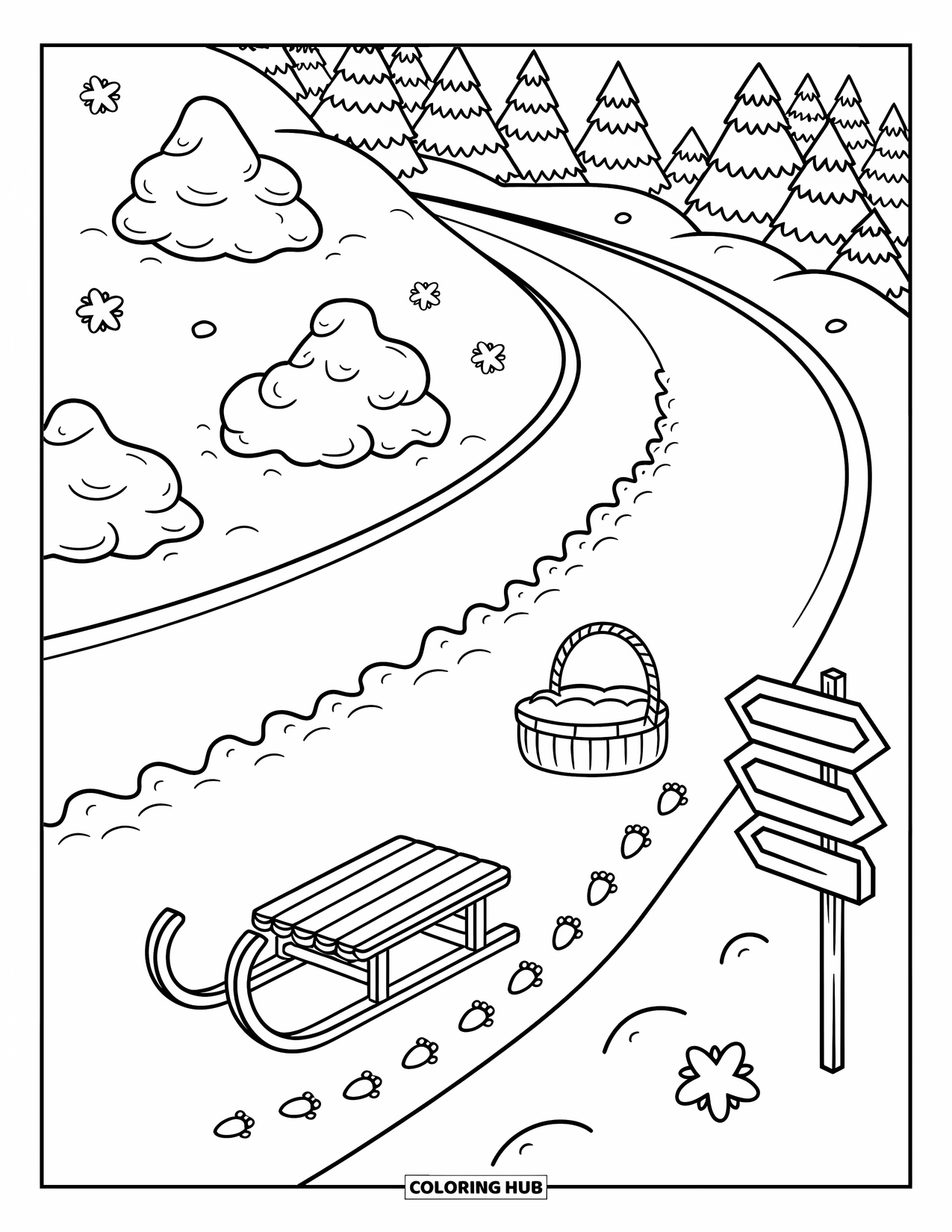 115+ Snow Coloring Pages for Kids & Adults (Free Printable PDFs)