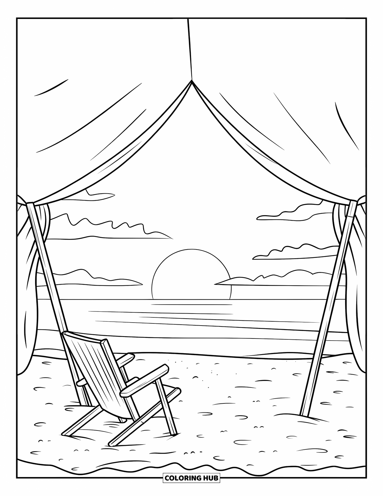 70+ Sunset Beach Coloring Pages for Kids & Adults (Free Printable PDFs)