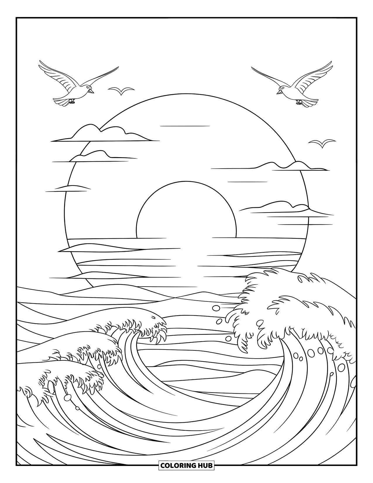 70+ Sunset Beach Coloring Pages for Kids & Adults (Free Printable PDFs)
