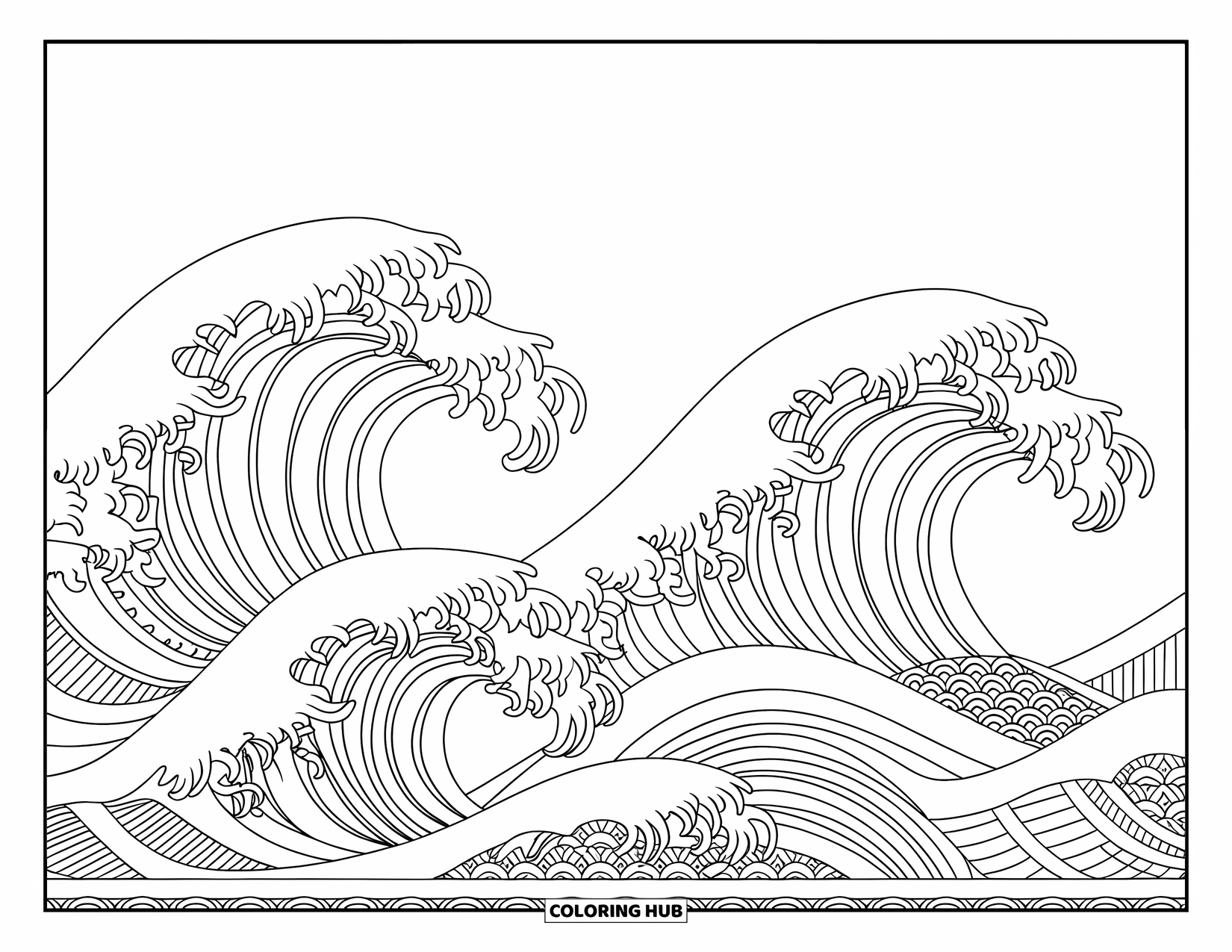 65+ Waves Coloring Pages for Kids & Adults (Free Printable PDFs)