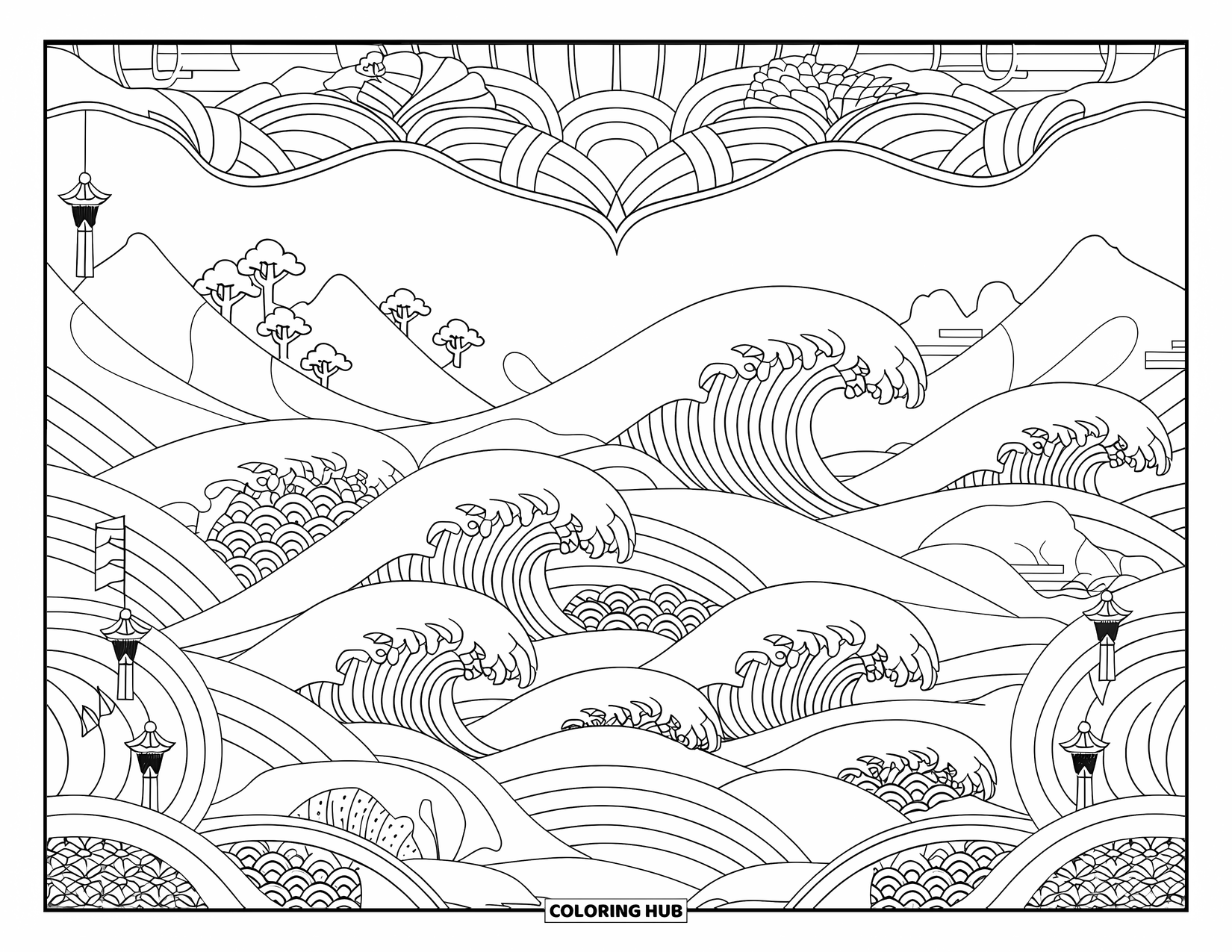 65+ Waves Coloring Pages for Kids & Adults (Free Printable PDFs)
