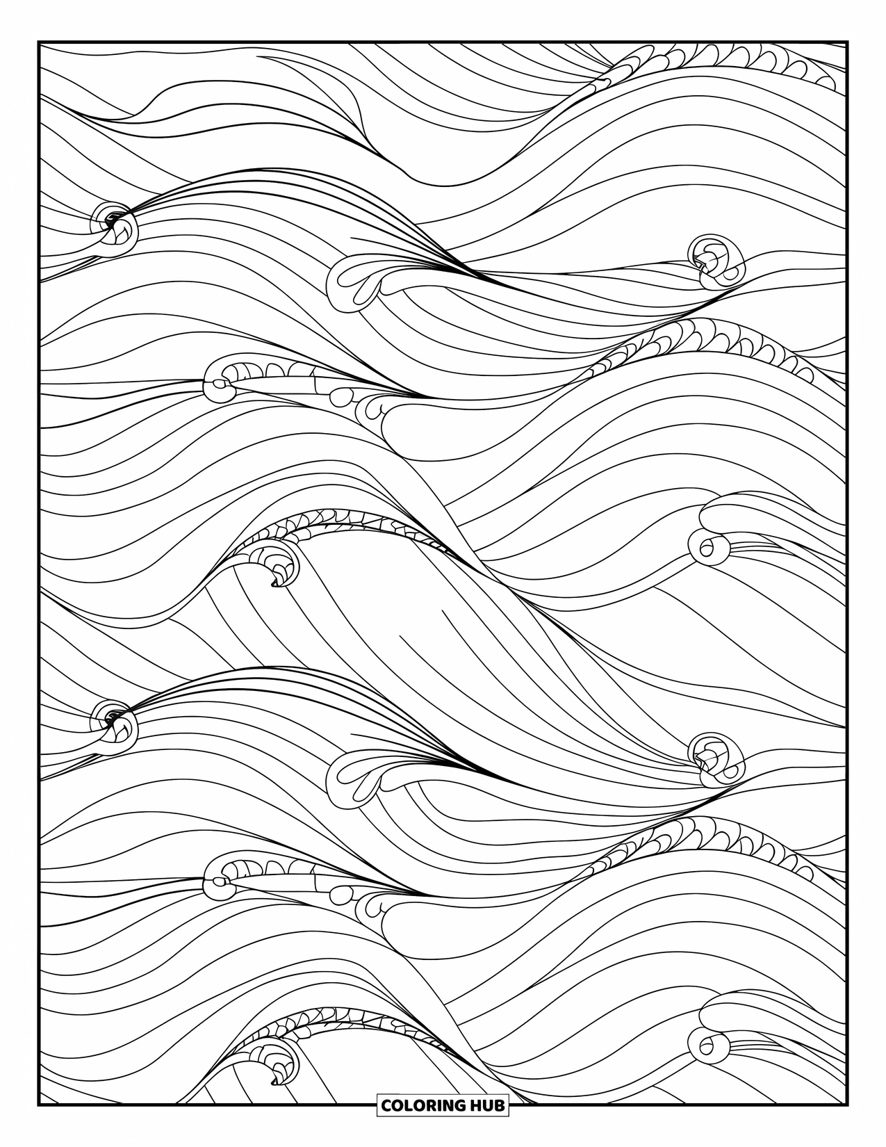 65+ Waves Coloring Pages for Kids & Adults (Free Printable PDFs)