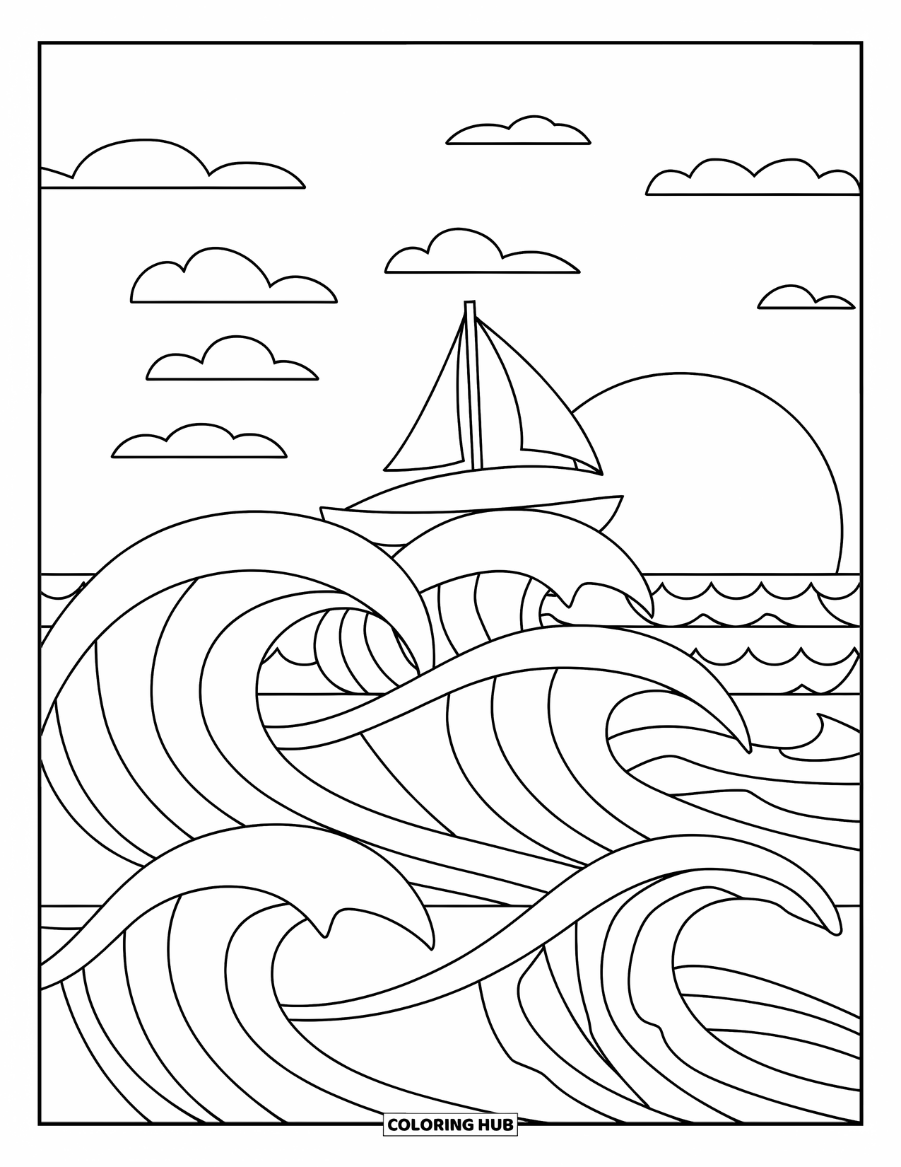 65+ Waves Coloring Pages for Kids & Adults (Free Printable PDFs)