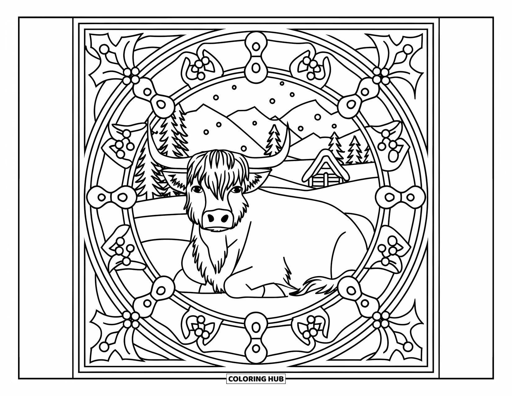 110+ Christmas Cow Coloring Pages for Kids & Adults (Free Printable PDFs)
