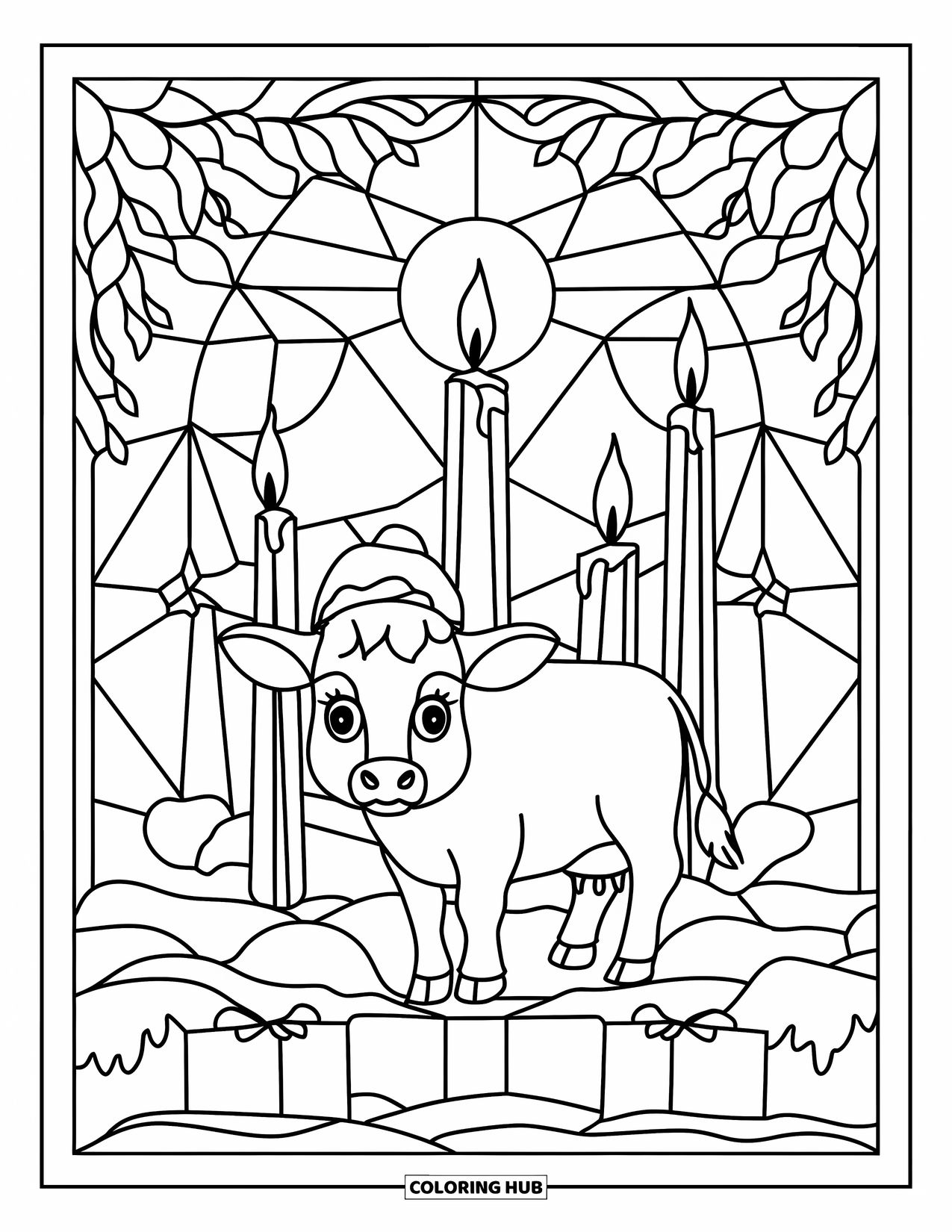 110+ Christmas Cow Coloring Pages for Kids & Adults (Free Printable PDFs)