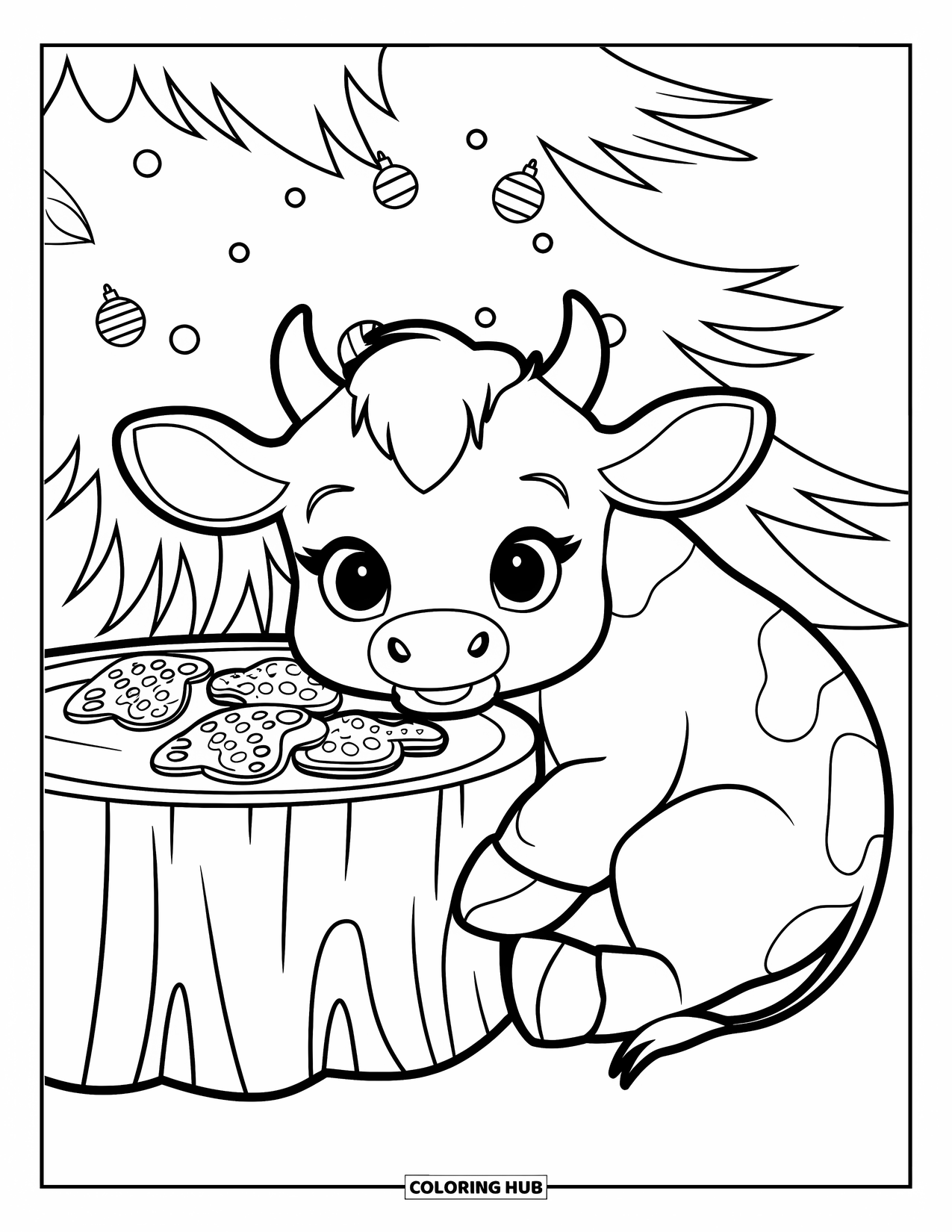 110+ Christmas Cow Coloring Pages for Kids & Adults (Free Printable PDFs)