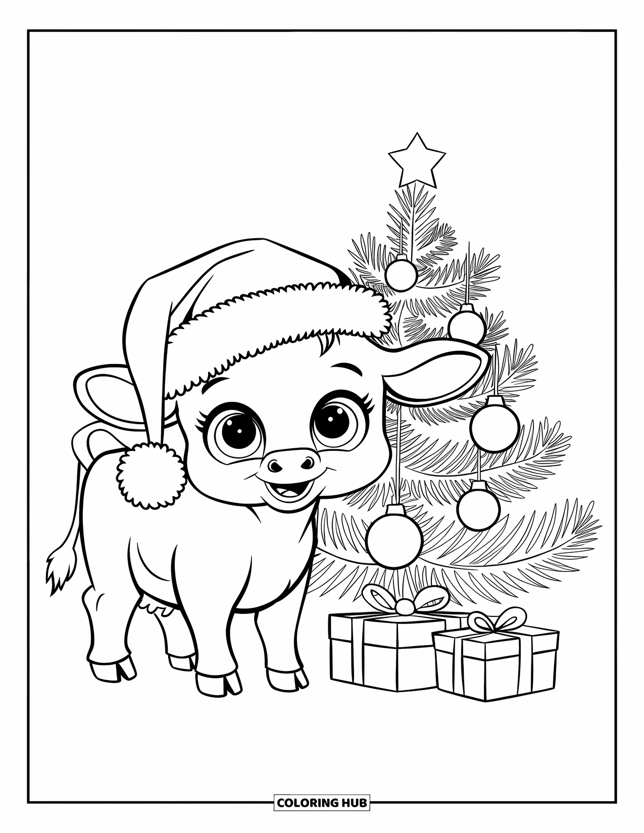 110+ Christmas Cow Coloring Pages for Kids & Adults (Free Printable PDFs)