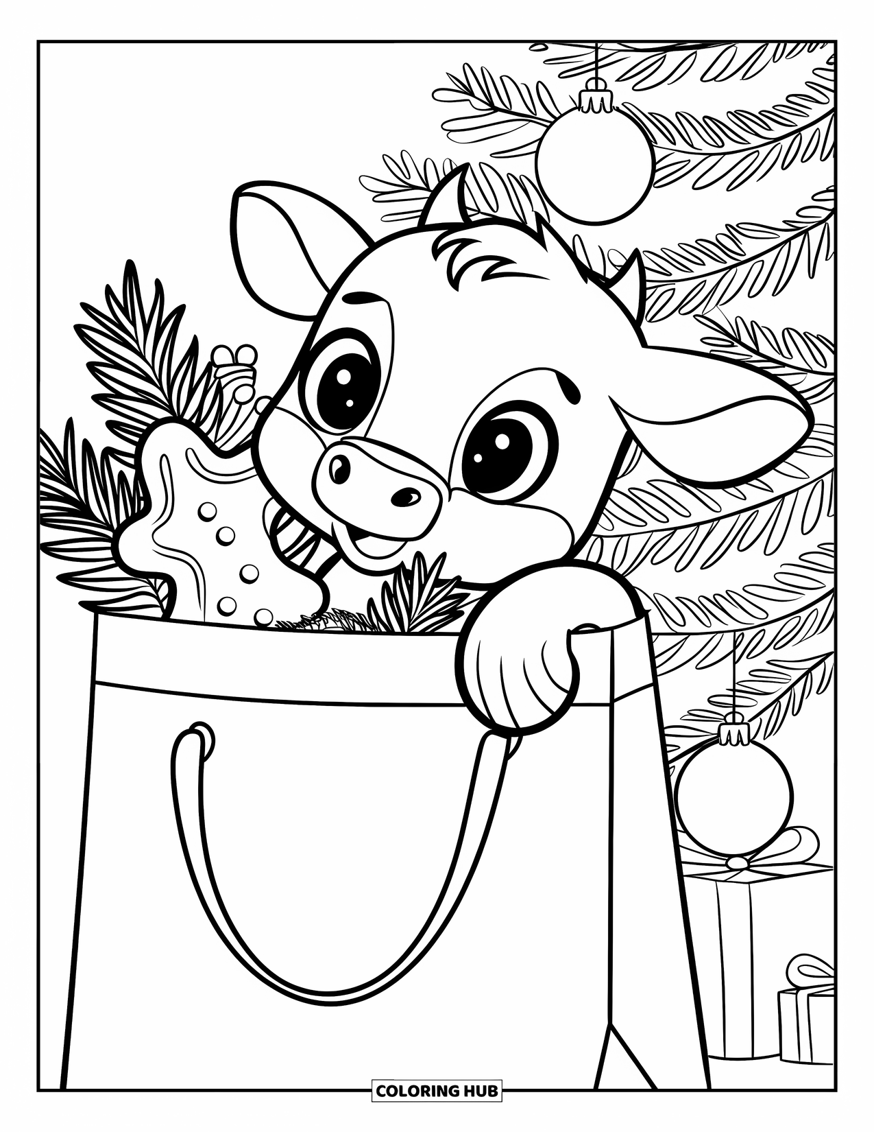 110+ Christmas Cow Coloring Pages for Kids & Adults (Free Printable PDFs)