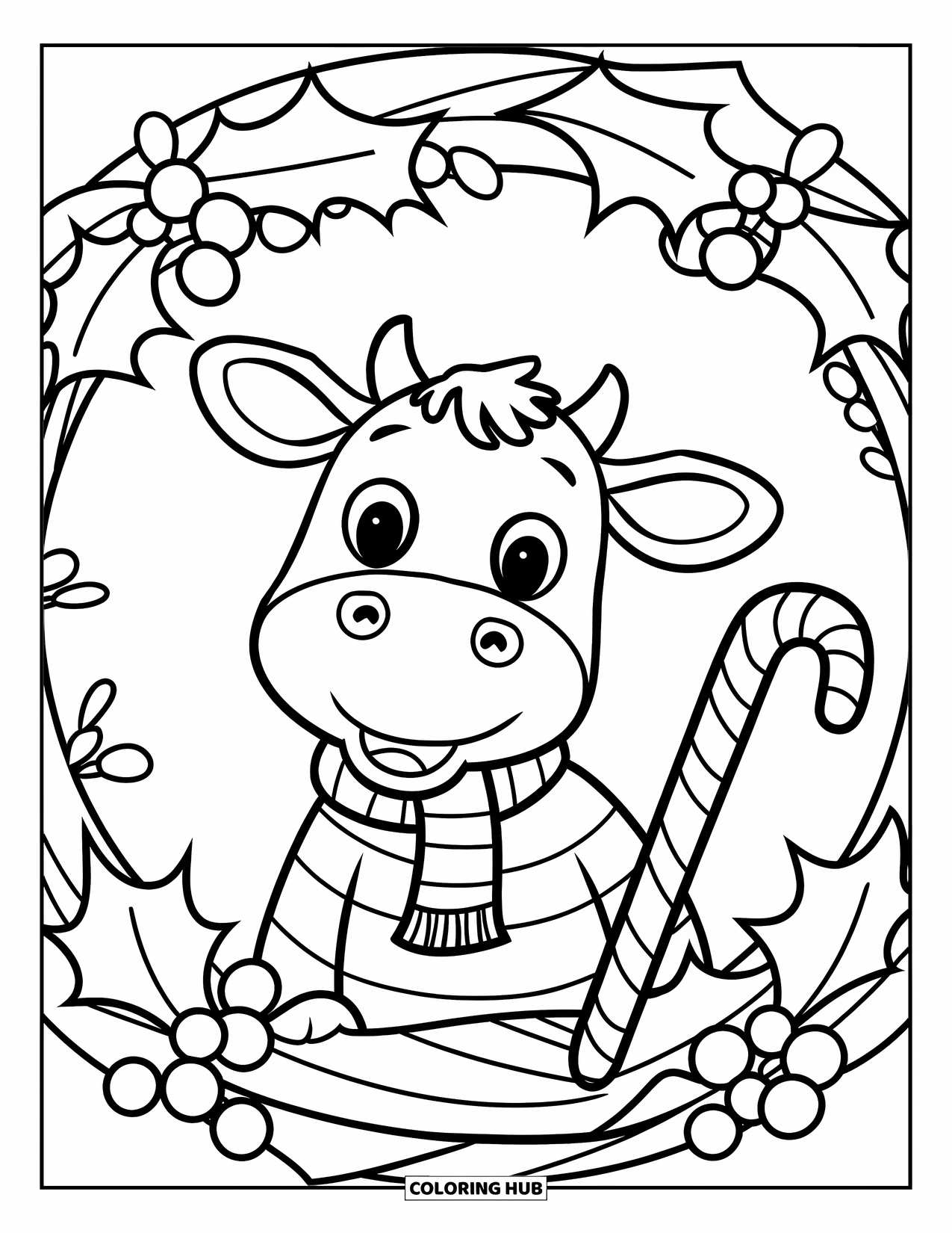 110+ Christmas Cow Coloring Pages for Kids & Adults (Free Printable PDFs)