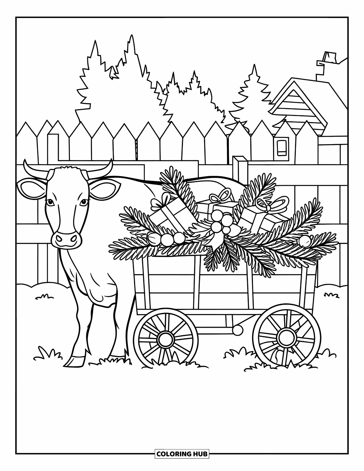 110+ Christmas Cow Coloring Pages for Kids & Adults (Free Printable PDFs)