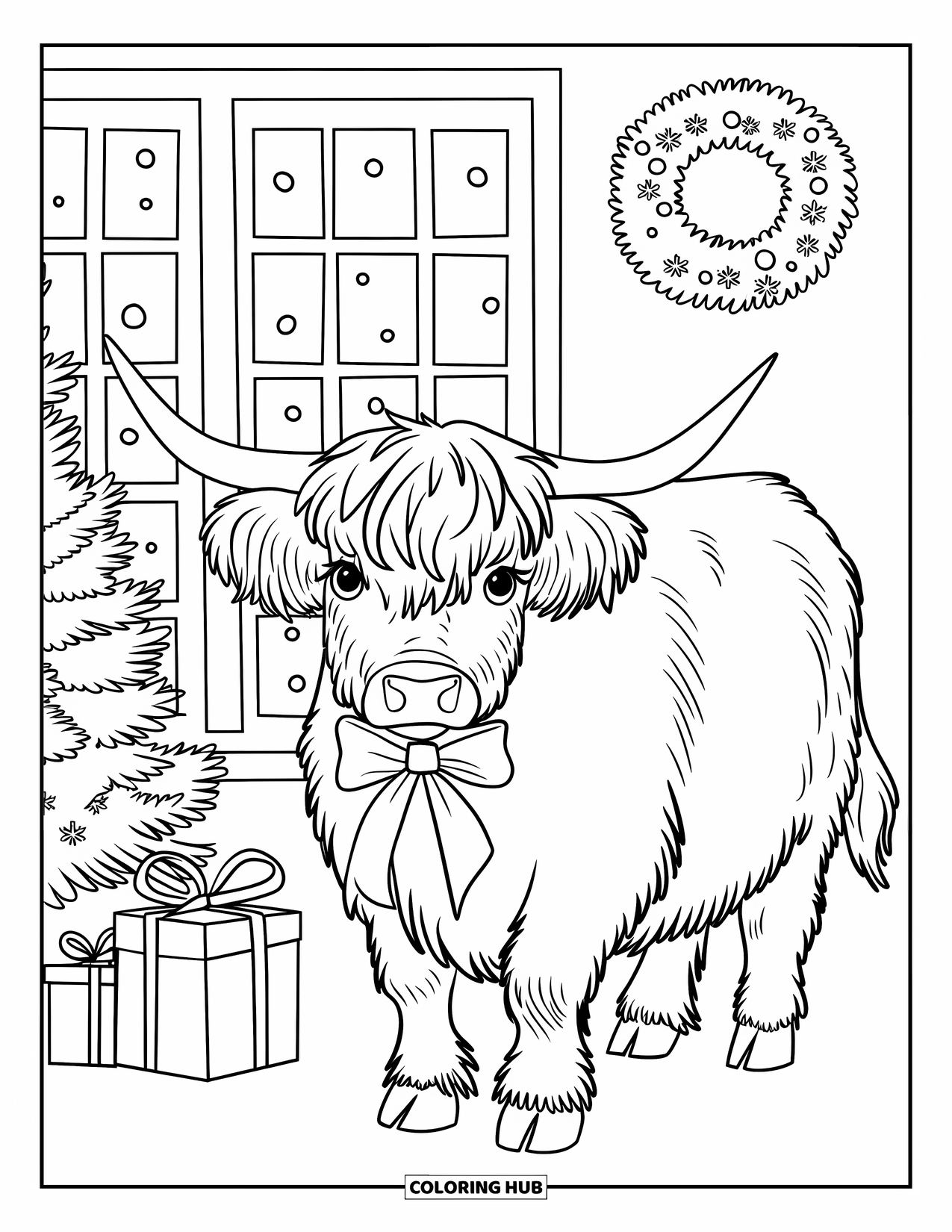 110+ Christmas Cow Coloring Pages for Kids & Adults (Free Printable PDFs)