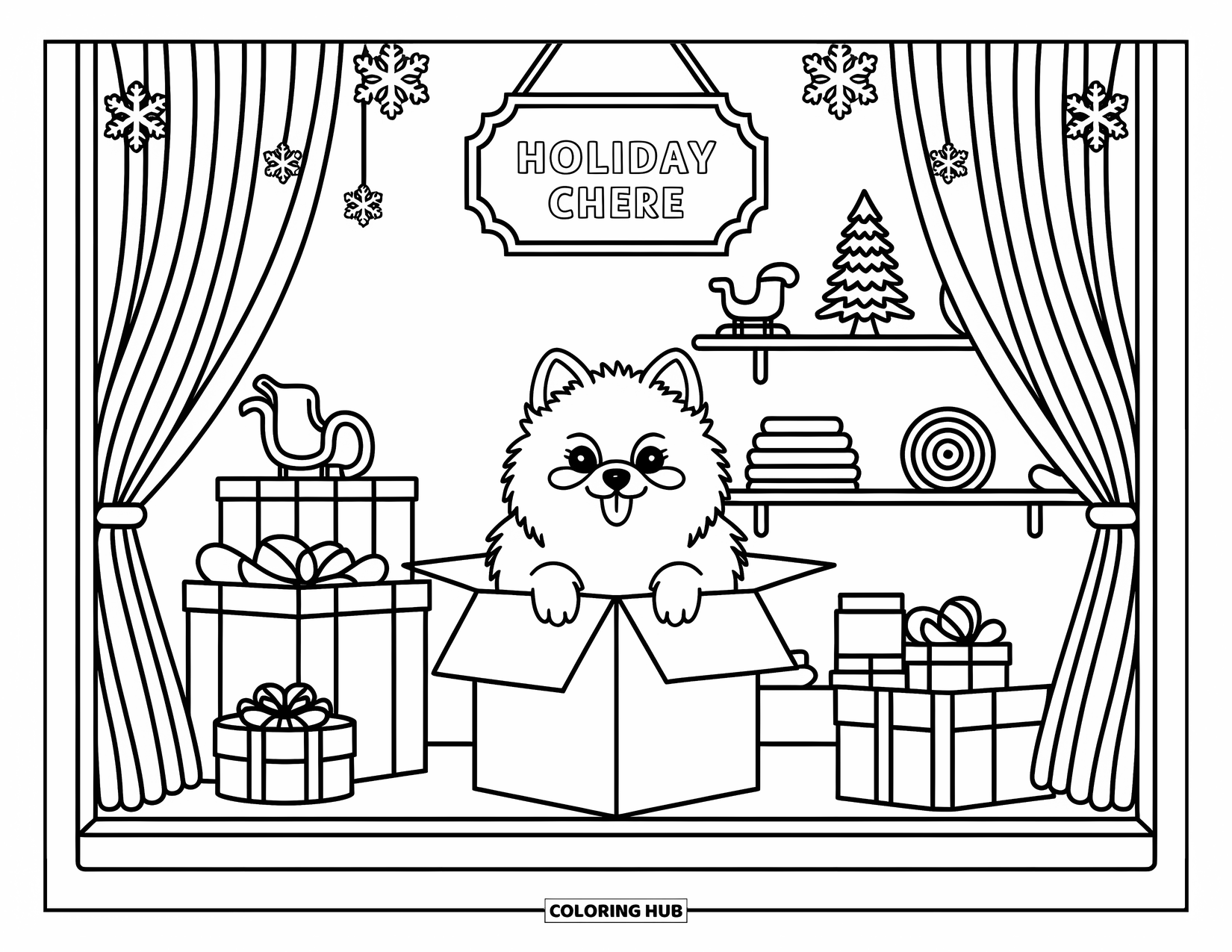 105+ Christmas Dog Coloring Pages for Kids & Adults (Free Printable PDFs)