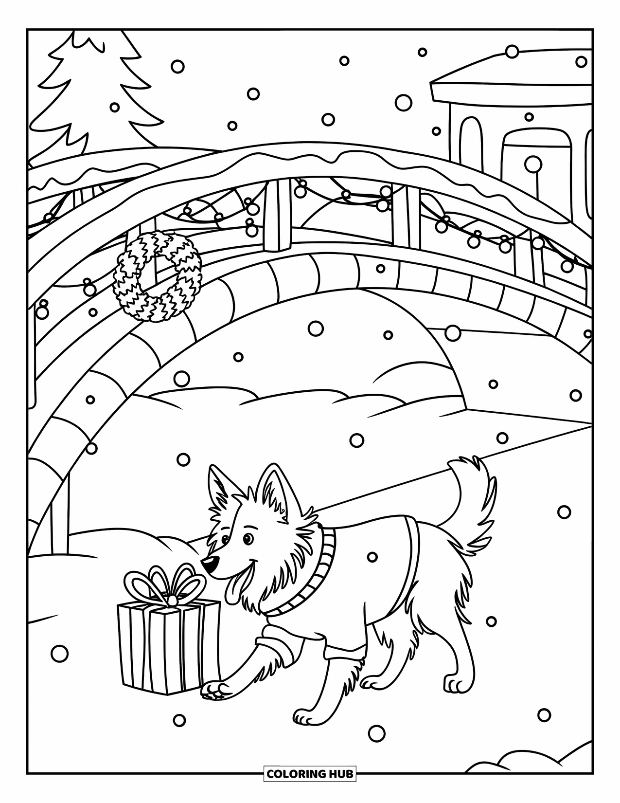 105+ Christmas Dog Coloring Pages for Kids & Adults (Free Printable PDFs)