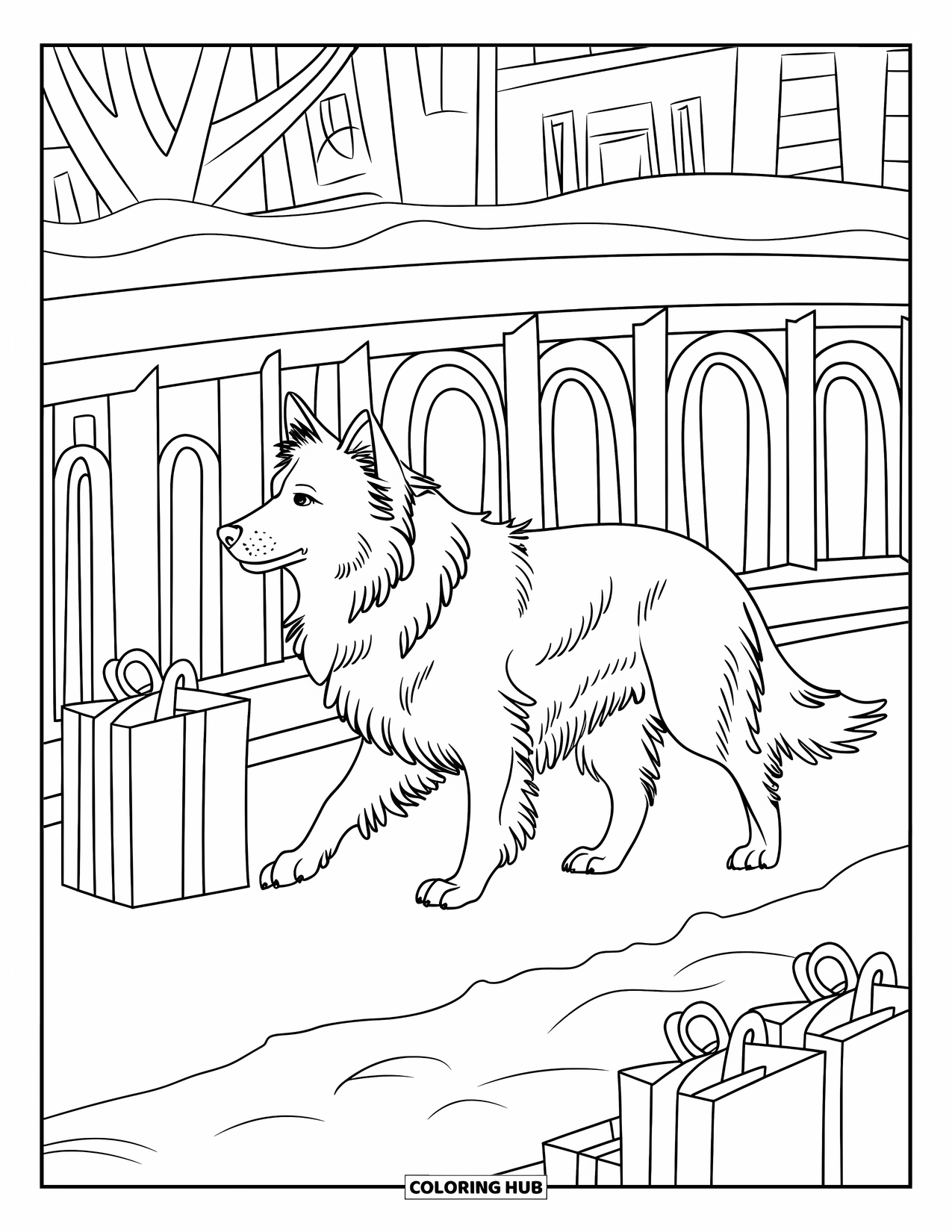 105+ Christmas Dog Coloring Pages for Kids & Adults (Free Printable PDFs)