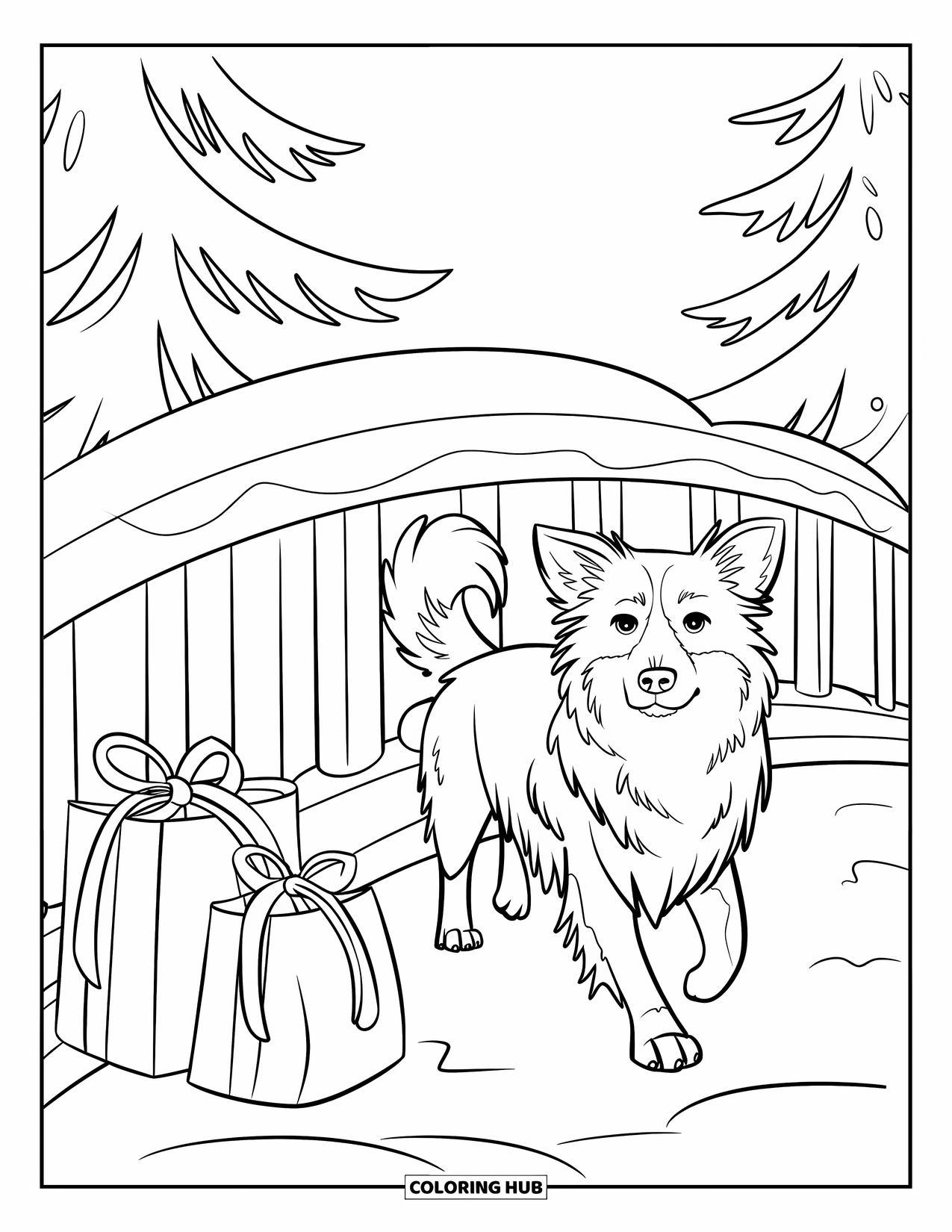 105+ Christmas Dog Coloring Pages for Kids & Adults (Free Printable PDFs)