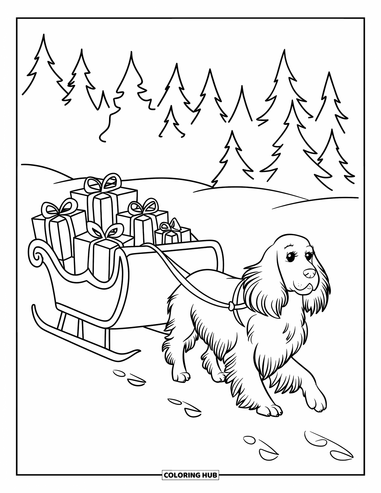 105+ Christmas Dog Coloring Pages for Kids & Adults (Free Printable PDFs)