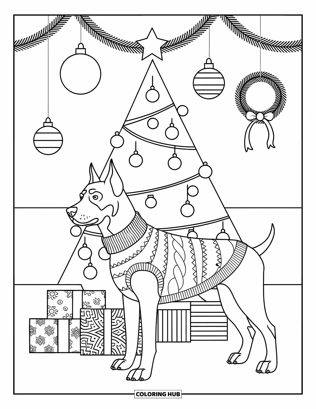 105+ Christmas Dog Coloring Pages for Kids & Adults (Free Printable PDFs)
