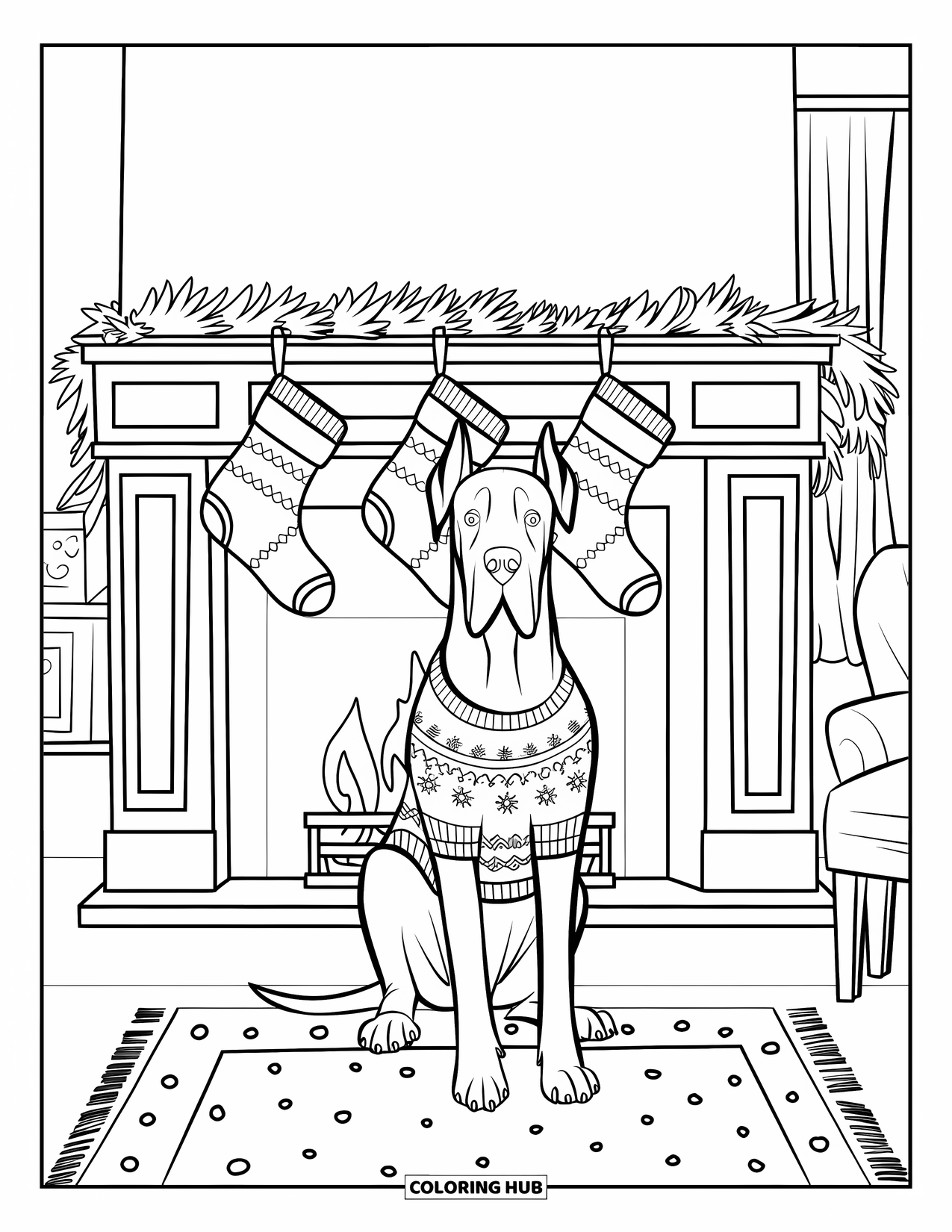 105+ Christmas Dog Coloring Pages for Kids & Adults (Free Printable PDFs)