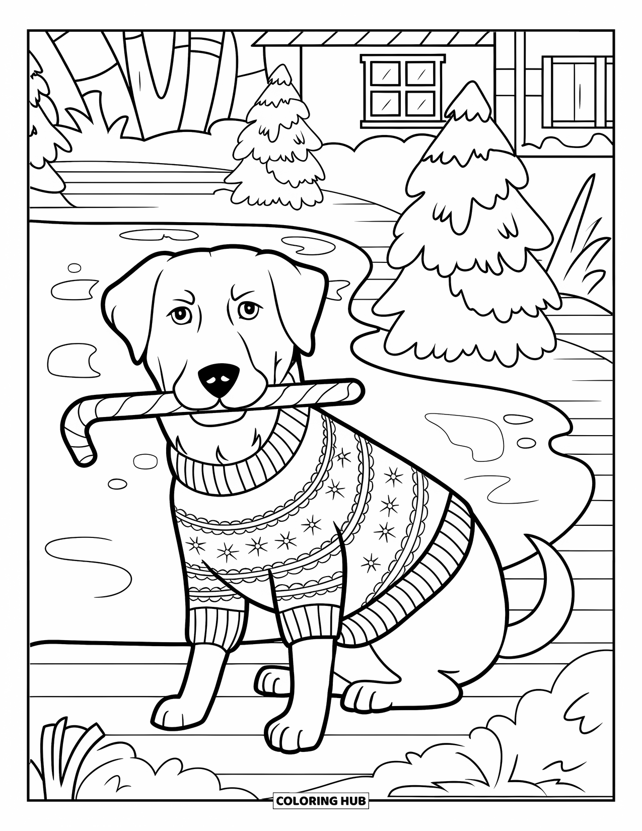 105+ Christmas Dog Coloring Pages for Kids & Adults (Free Printable PDFs)