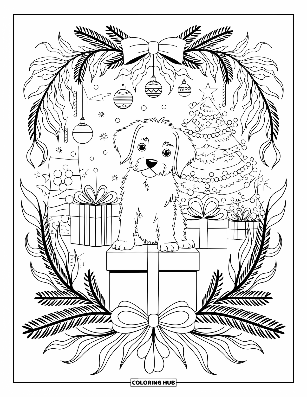 95+ Christmas Puppy Coloring Pages for Kids & Adults (Free)