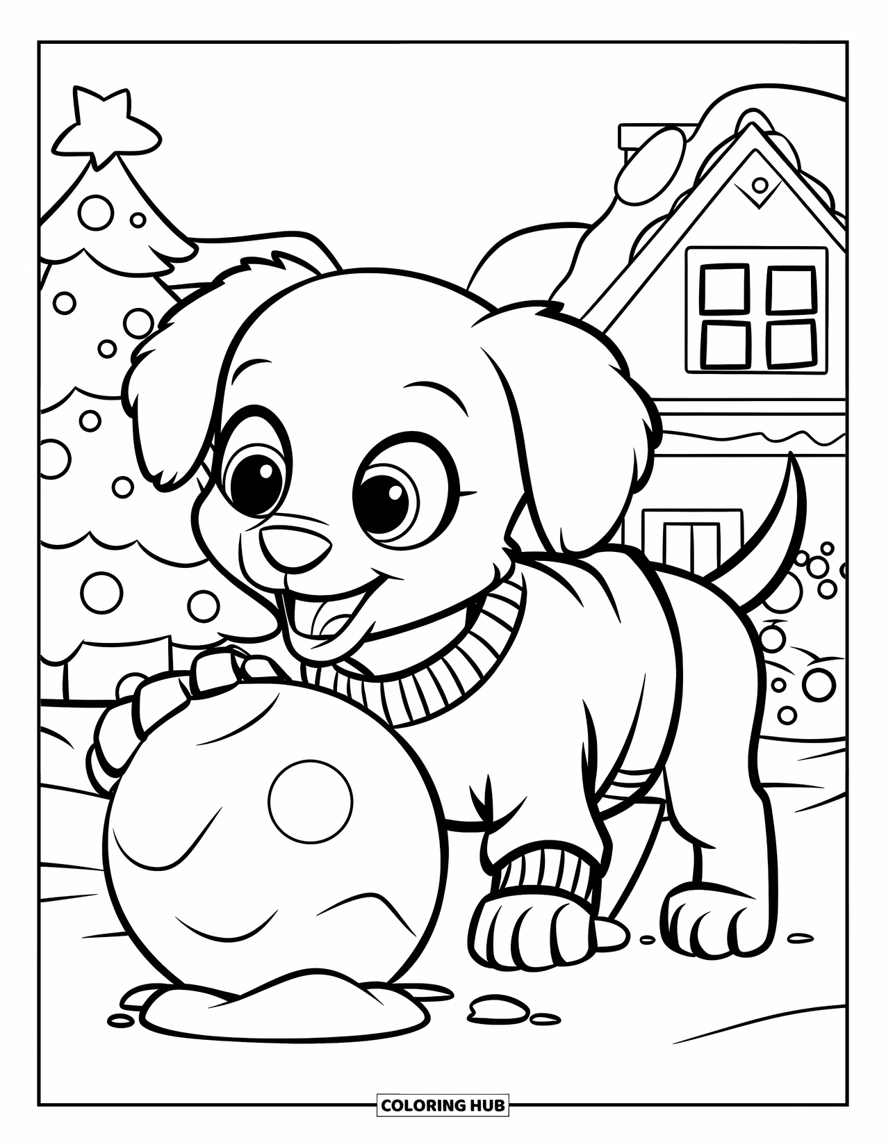 95+ Christmas Puppy Coloring Pages for Kids & Adults (Free Printable PDFs)