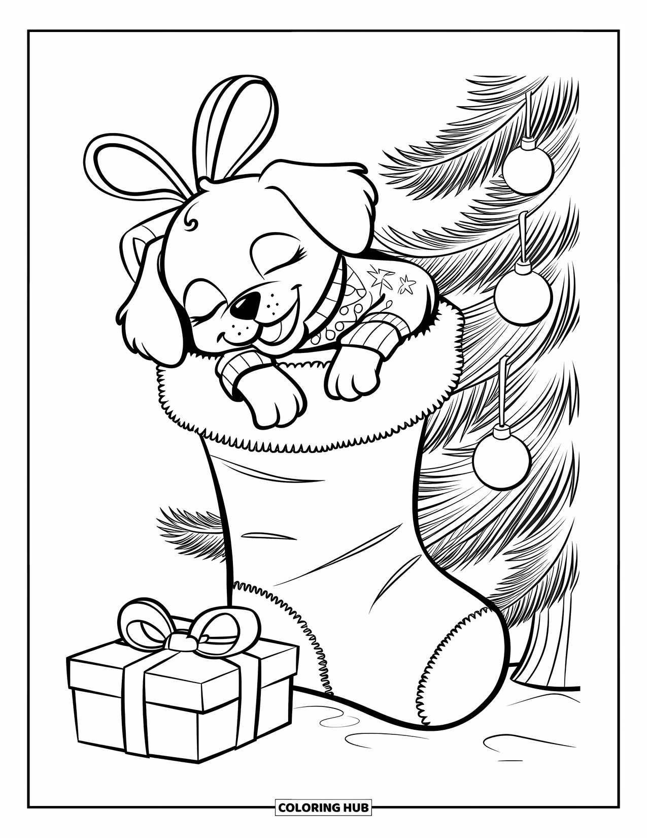 95+ Christmas Puppy Coloring Pages for Kids & Adults (Free Printable PDFs)
