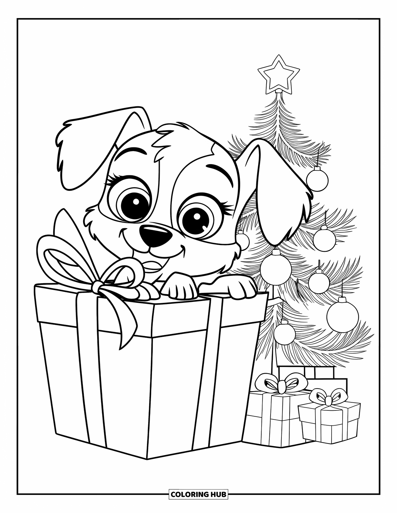 95+ Christmas Puppy Coloring Pages for Kids & Adults (Free Printable PDFs)