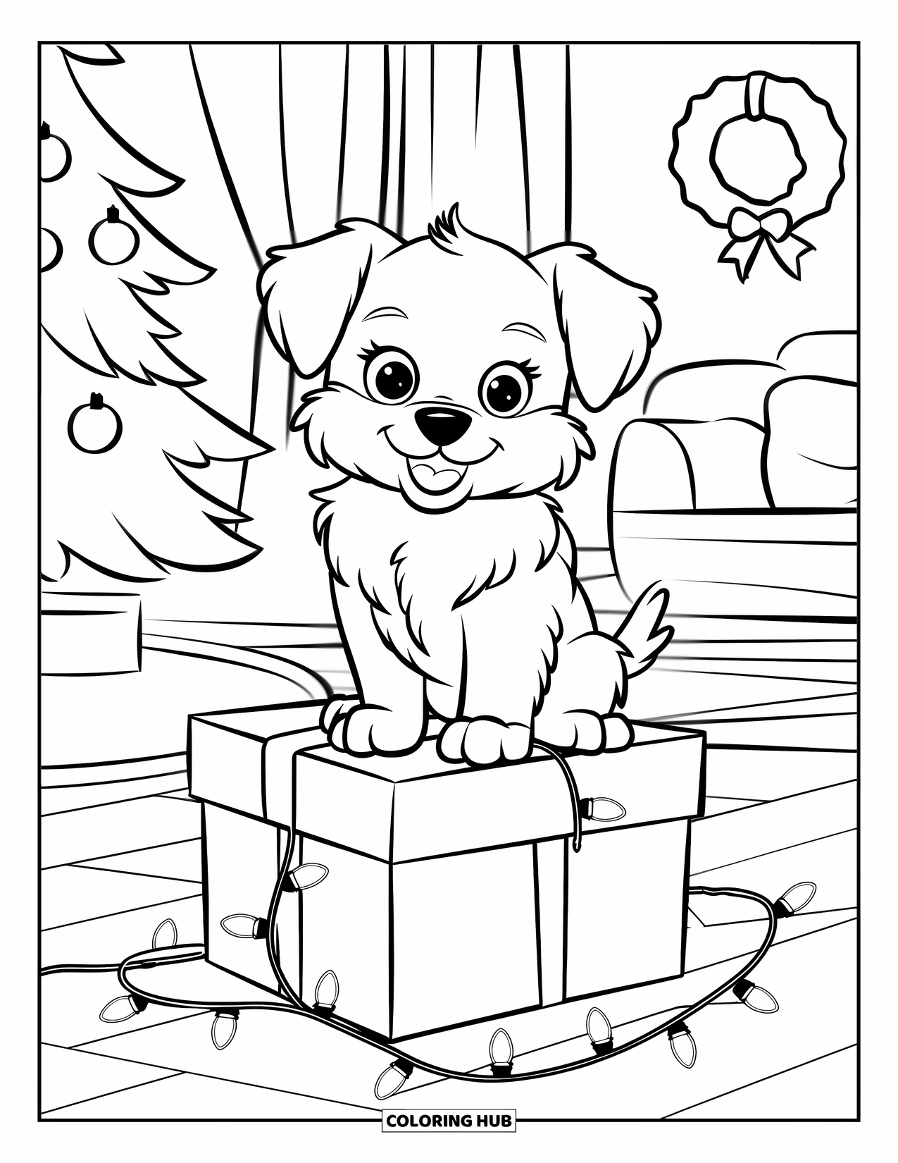 95+ Christmas Puppy Coloring Pages for Kids & Adults (Free Printable PDFs)