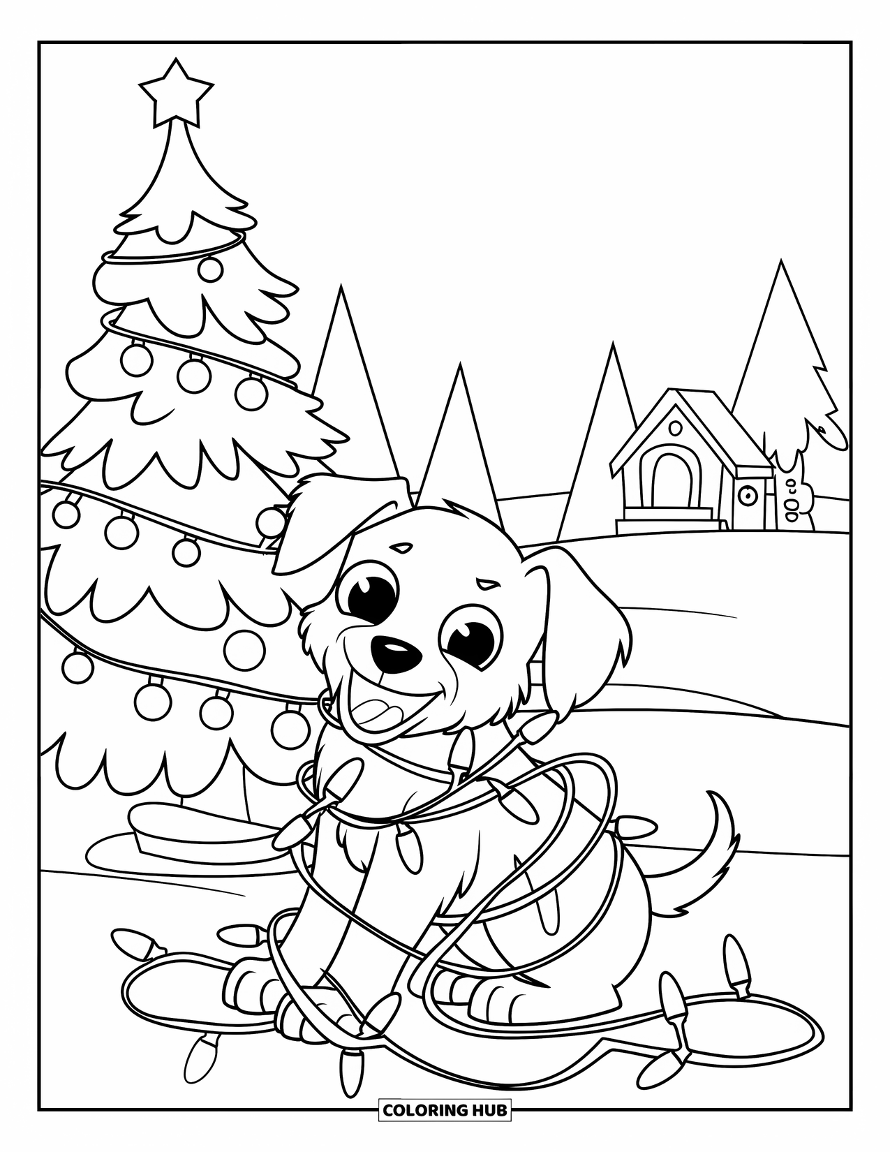 95+ Christmas Puppy Coloring Pages for Kids & Adults (Free Printable PDFs)