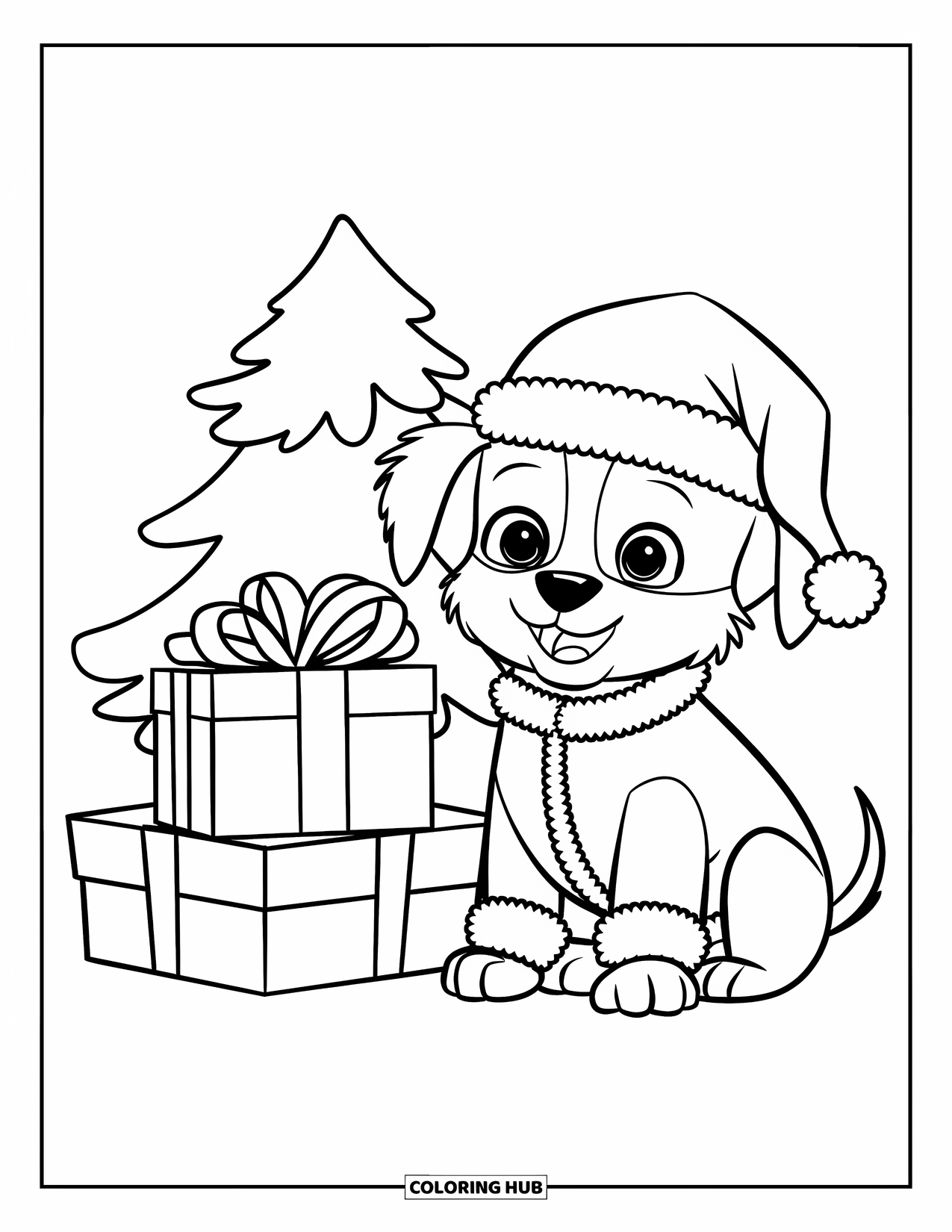95+ Christmas Puppy Coloring Pages for Kids & Adults (Free Printable PDFs)