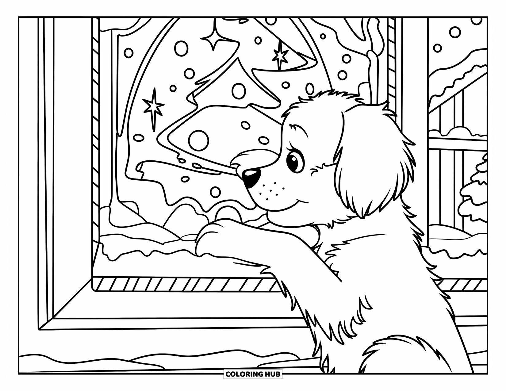 95+ Christmas Puppy Coloring Pages for Kids & Adults (Free Printable PDFs)