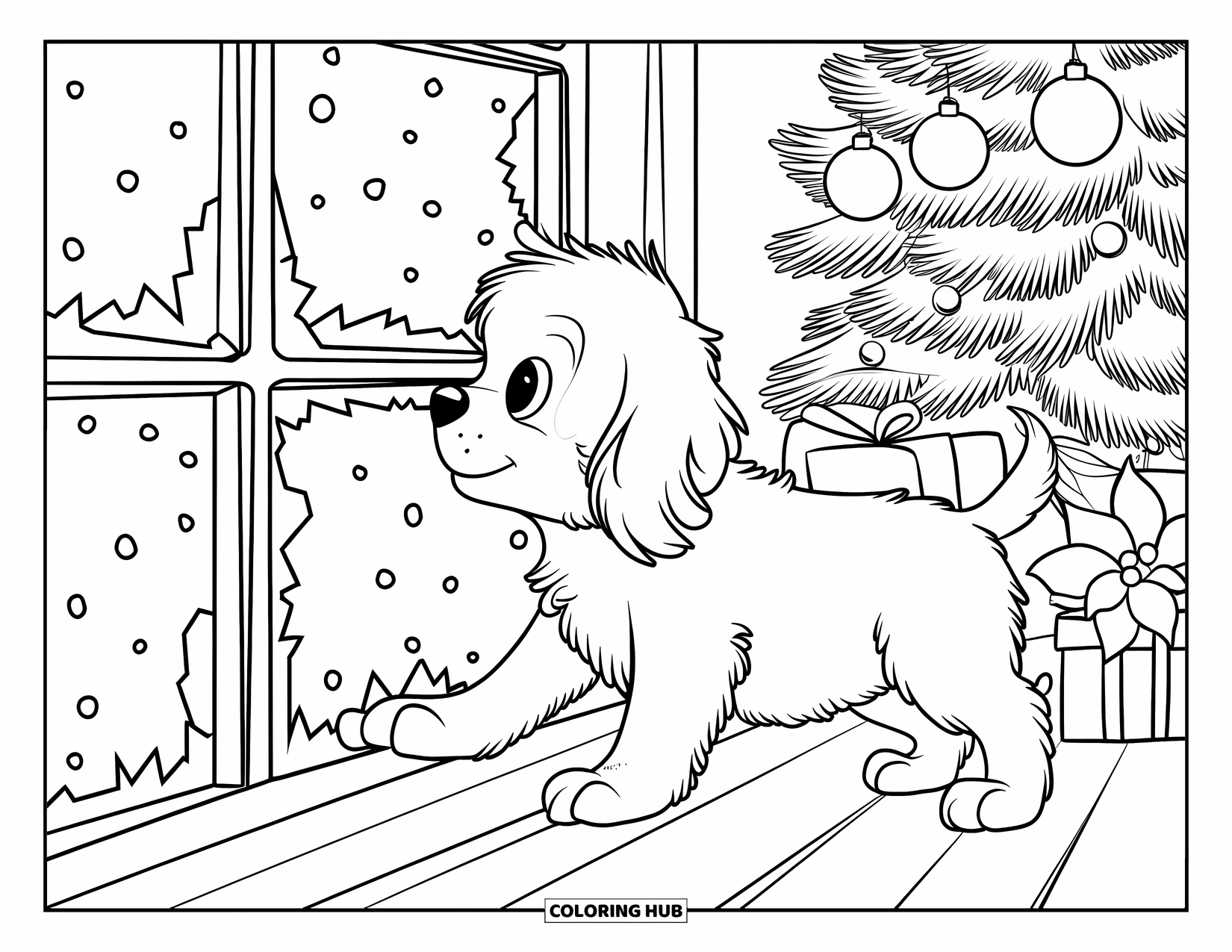 95+ Christmas Puppy Coloring Pages for Kids & Adults (Free Printable PDFs)