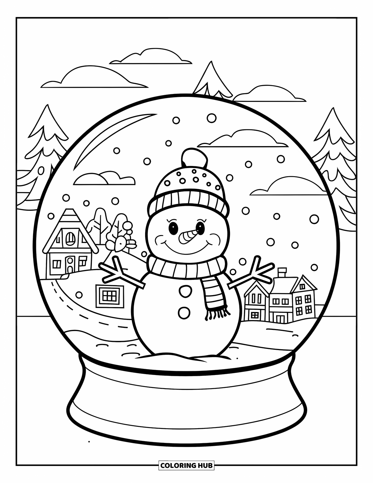 85+ Christmas Snow Globe Coloring Pages for Kids & Adults (Free ...
