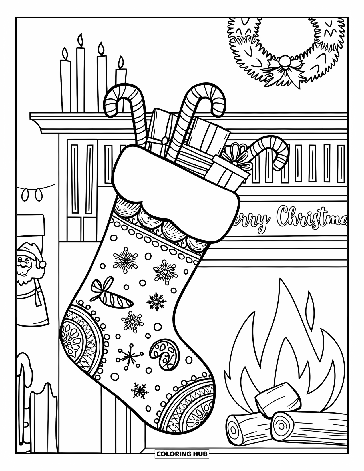 105+ Christmas Stocking Coloring Pages for Kids & Adults (Free ...