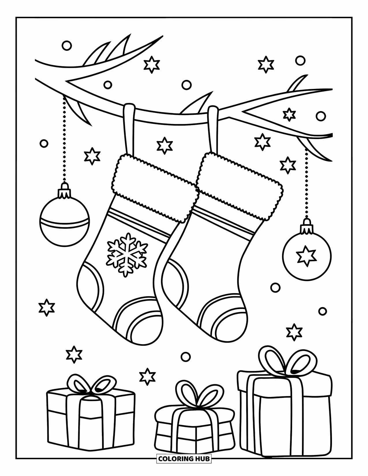 105+ Christmas Stocking Coloring Pages for Kids & Adults (Free ...