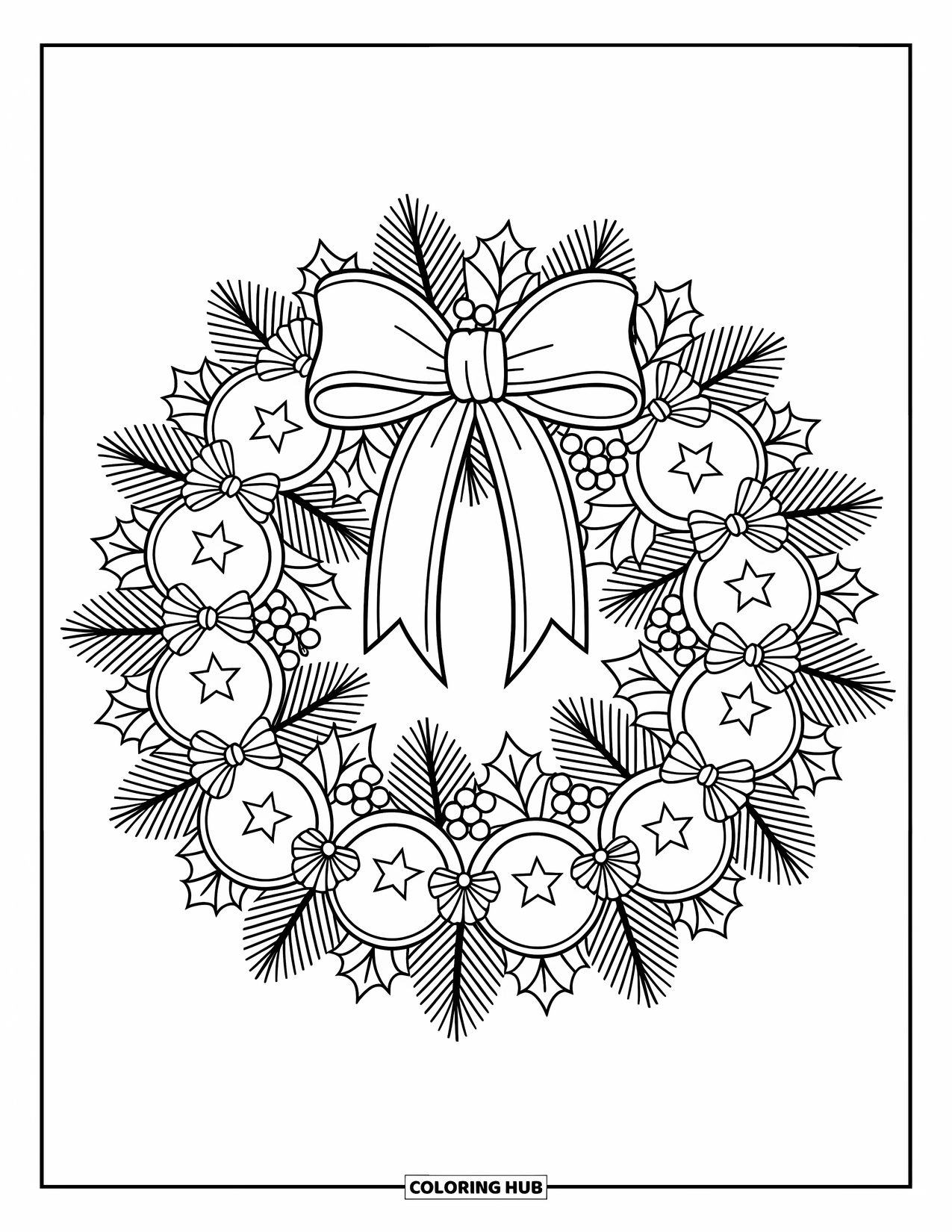 85+ Christmas Wreath Coloring Pages for Kids & Adults (Free Printable PDFs)