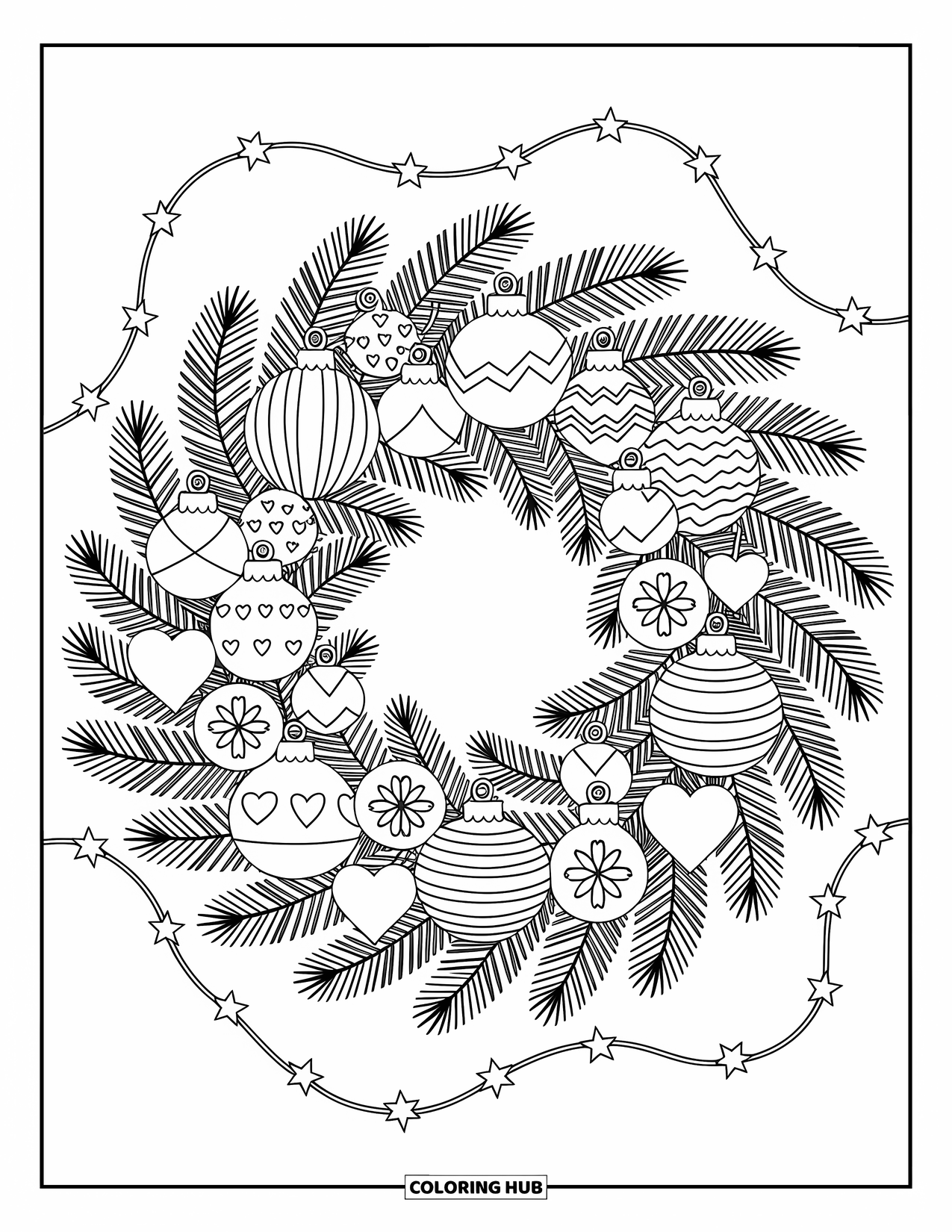 85+ Christmas Wreath Coloring Pages for Kids & Adults (Free)