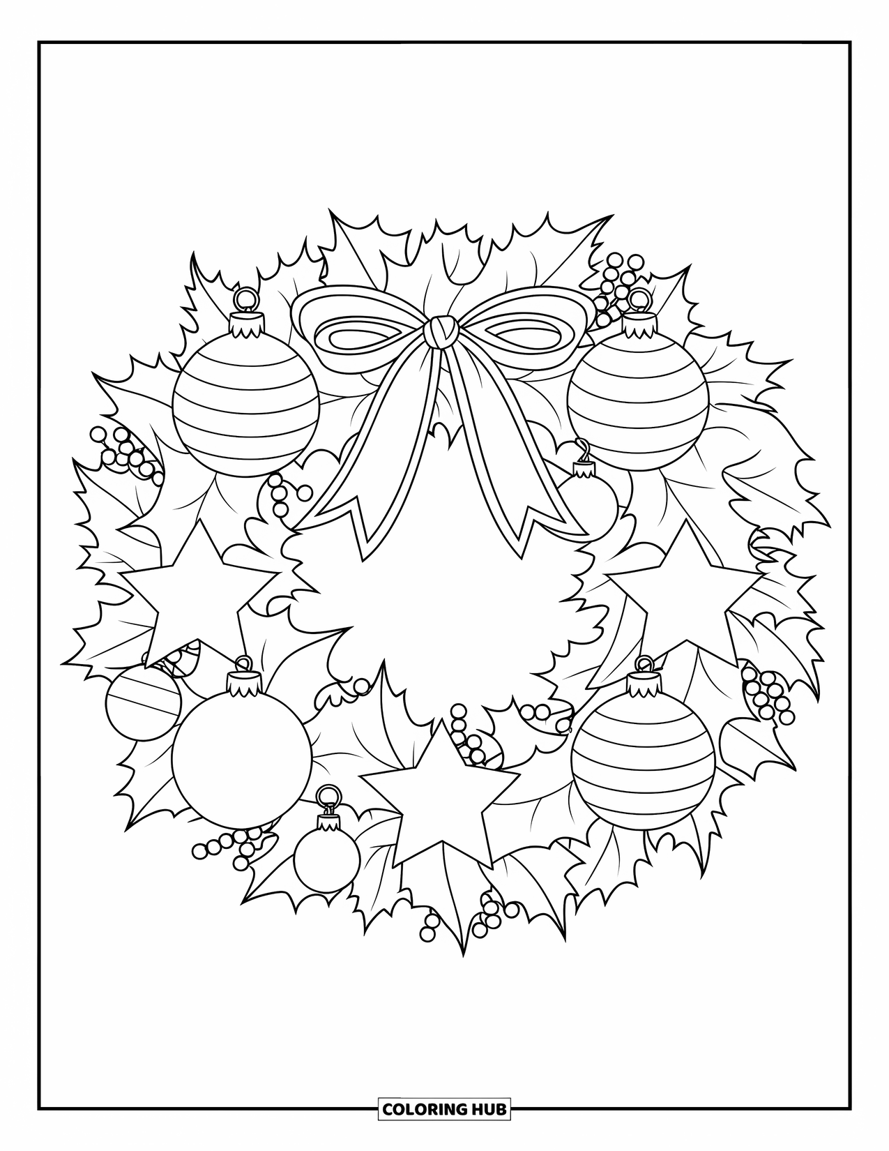 85+ Christmas Wreath Coloring Pages for Kids & Adults (Free)