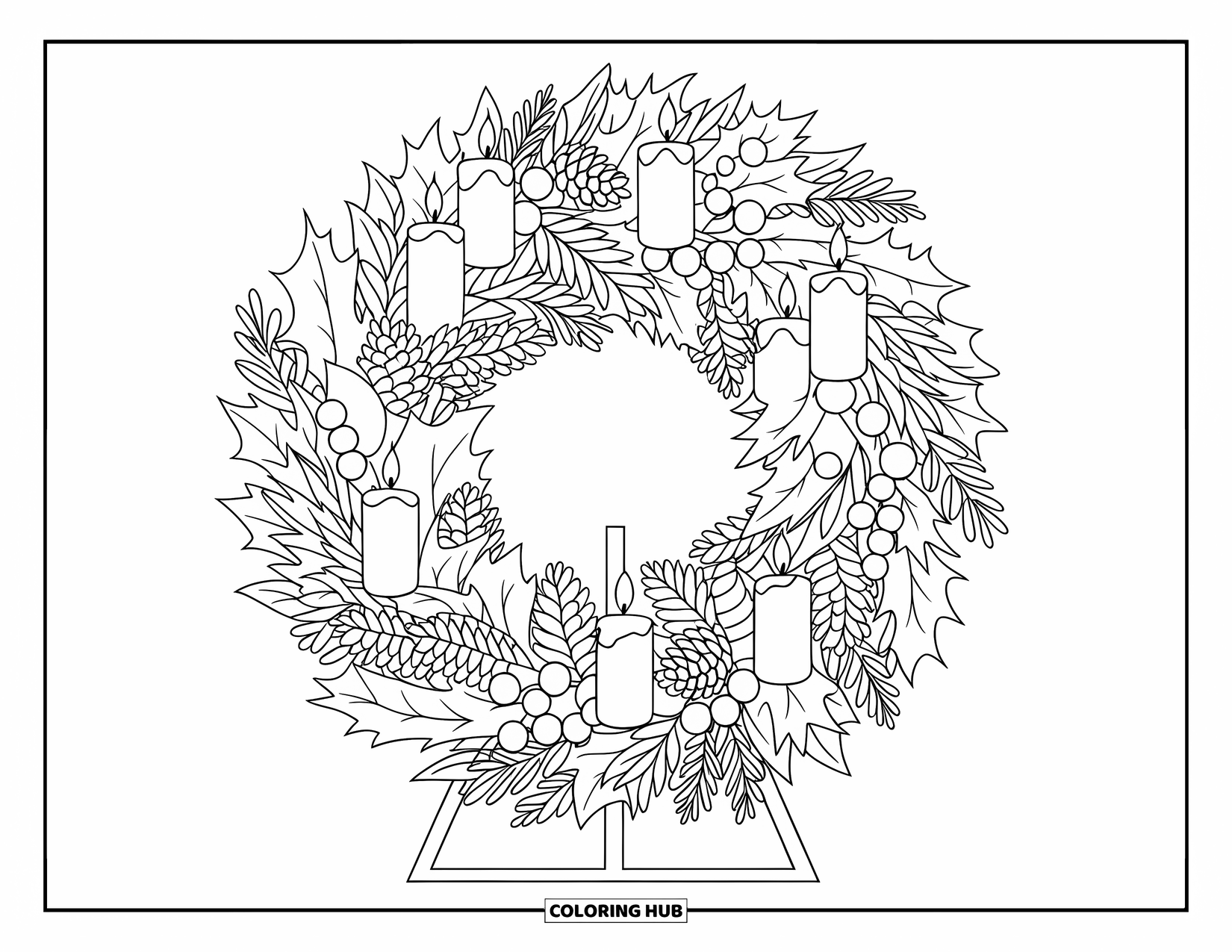85+ Christmas Wreath Coloring Pages for Kids & Adults (Free)